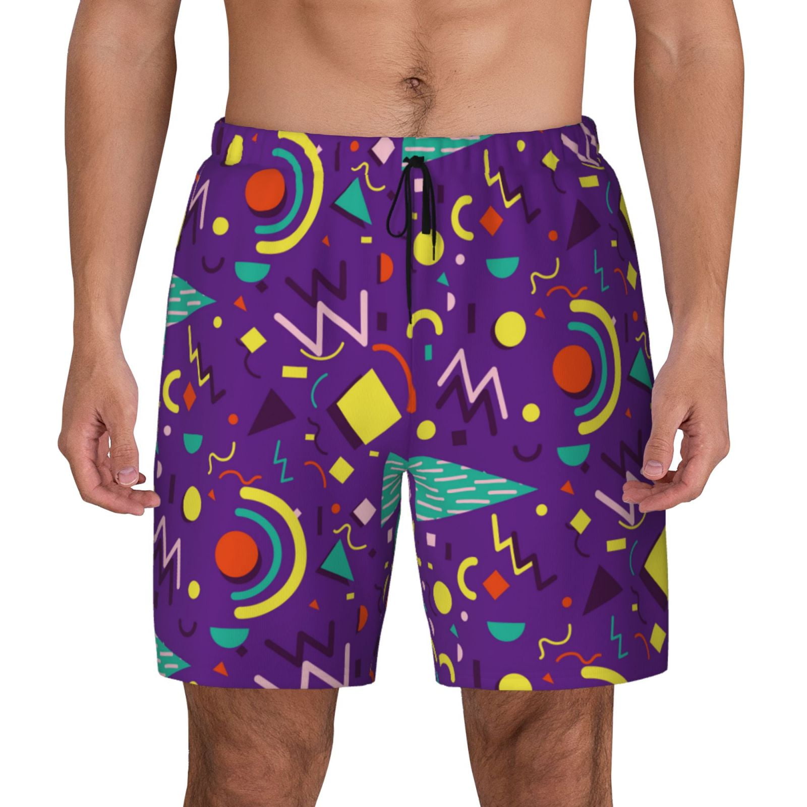 Fotbe Retro 80s Style Men’s Swim Trunks Quick Dry Swim Shorts Board ...