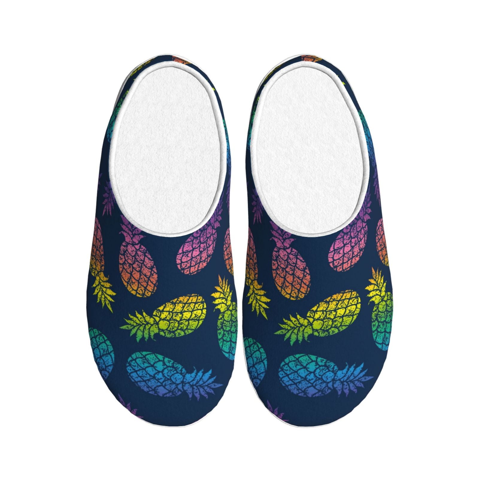 Fotbe Retro Bright Pineapple Pattern Women's Fuzzy Curly Fur Memory ...