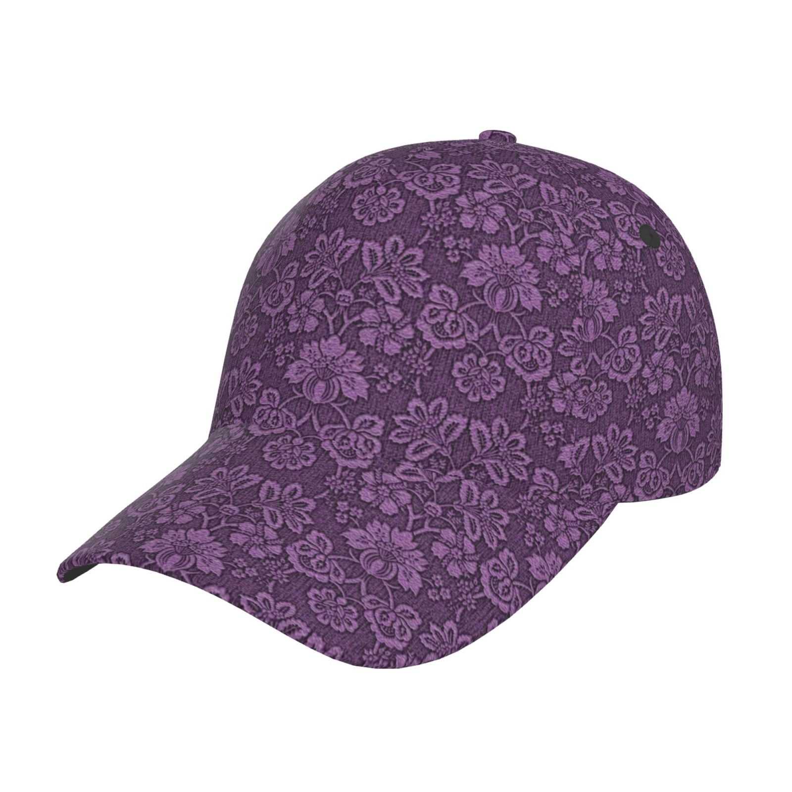 Fotbe Retro Florals Purple Baseball Cap, Retro Florals Purple Print Dad ...