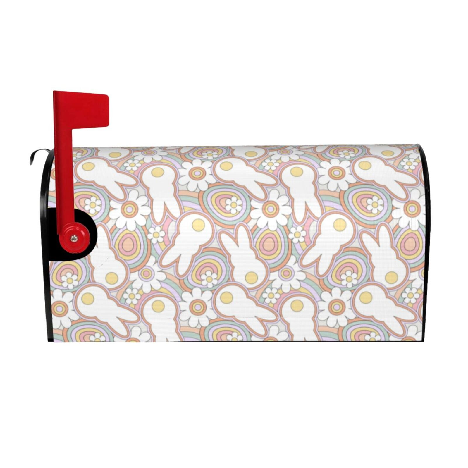 Fotbe Retro Hippie Groovy Easter bunny Mailbox Covers Post Letter Box ...