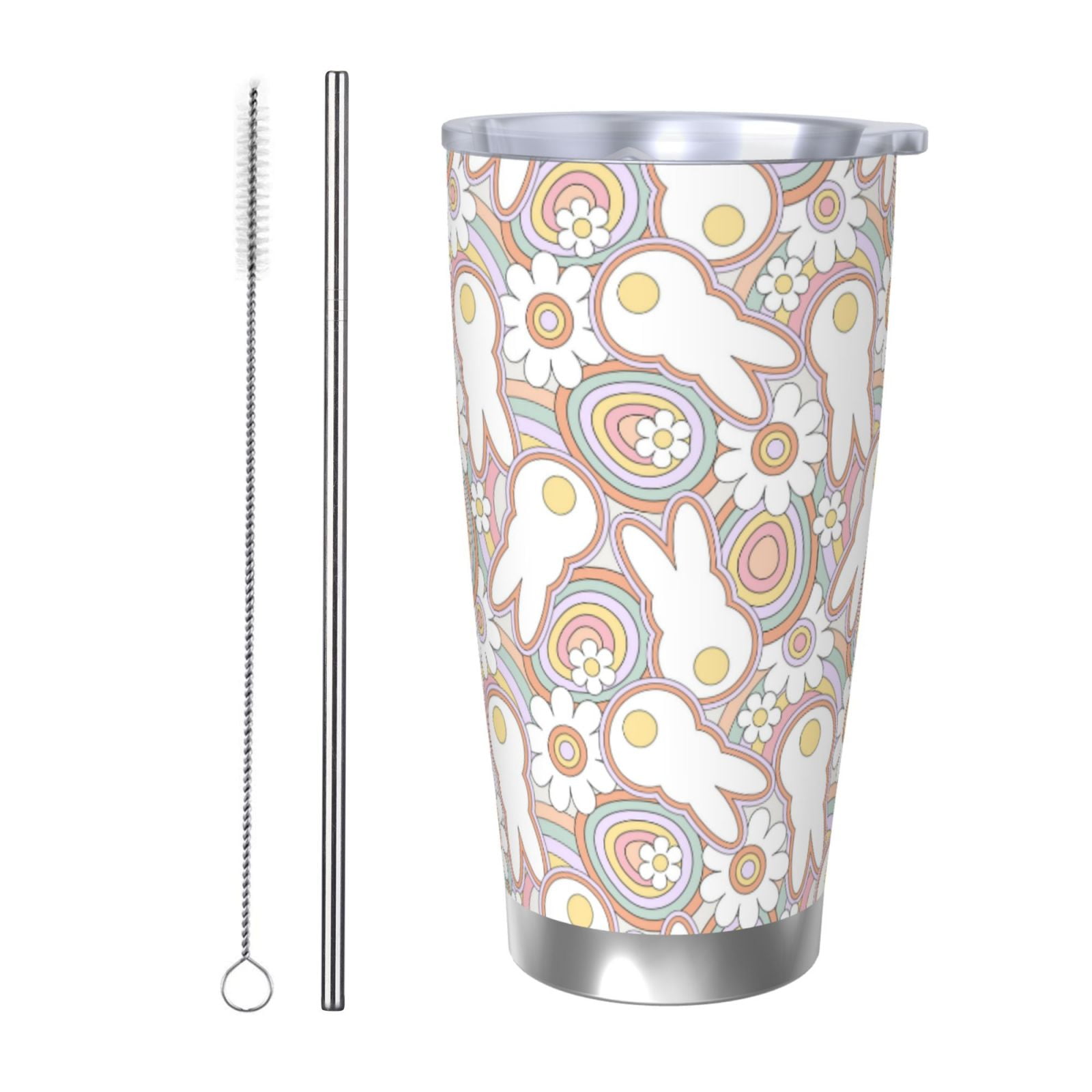 Fotbe Retro Hippie Groovy Easter bunny Pattern 20 oz Tumbler Stainless ...