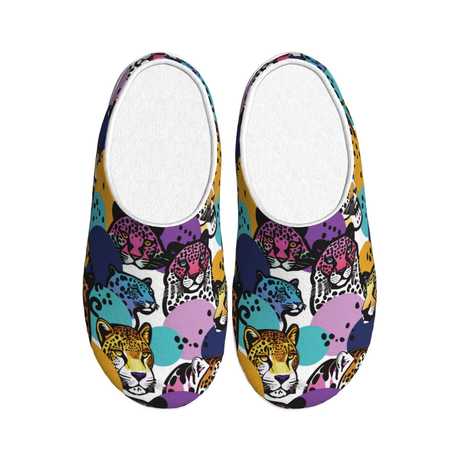 Fotbe Retro Panther Pattern Women's Fuzzy Curly Fur Memory Foam Loafer ...