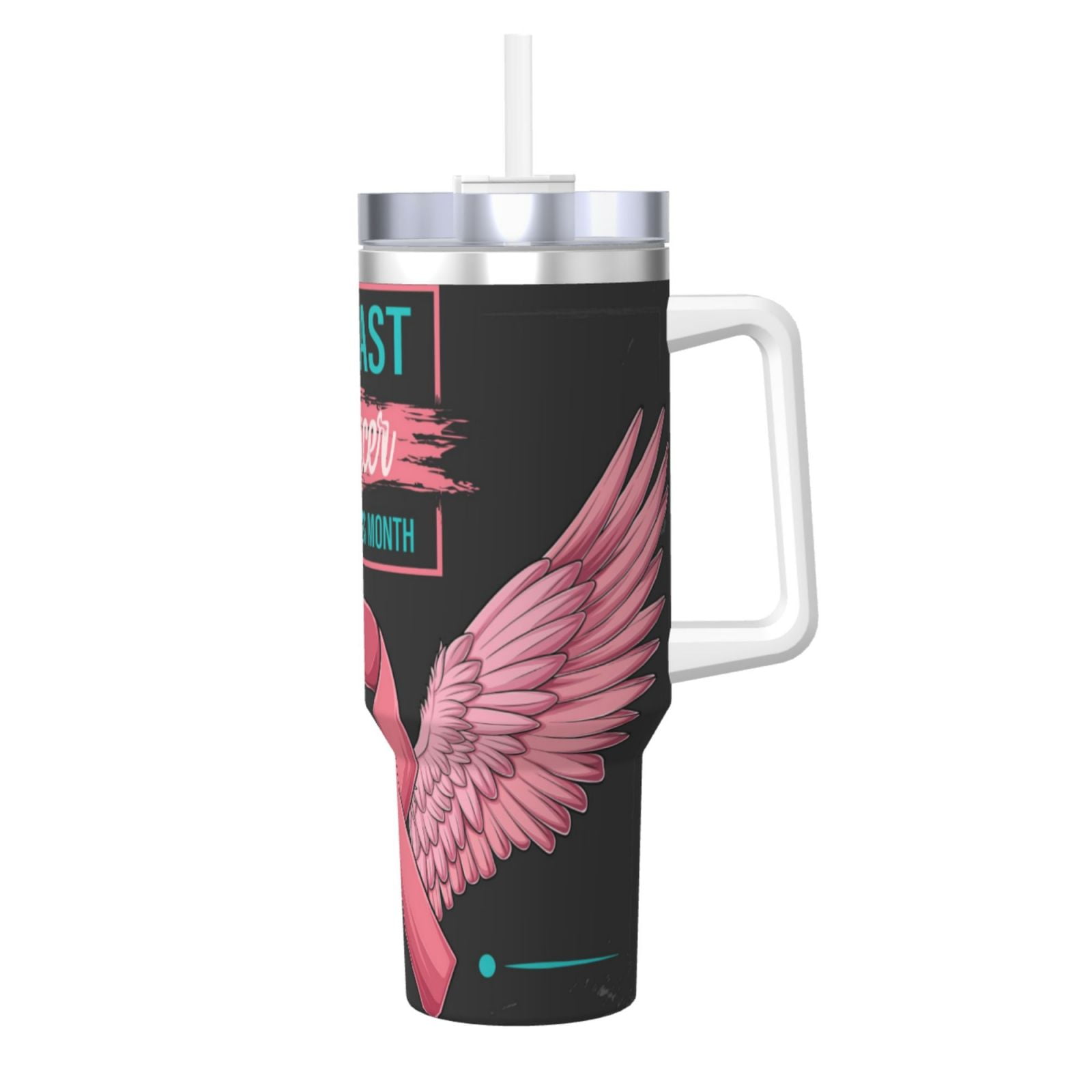 Fotbe Ribbon With Angel Wings Pattern 40oz Ice Bully With Handle And ...