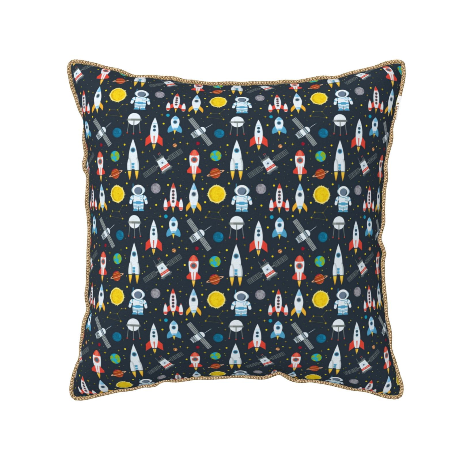Fotbe Rocket Space Pattern Velvet Decorative Throw Pillow Covers with ...