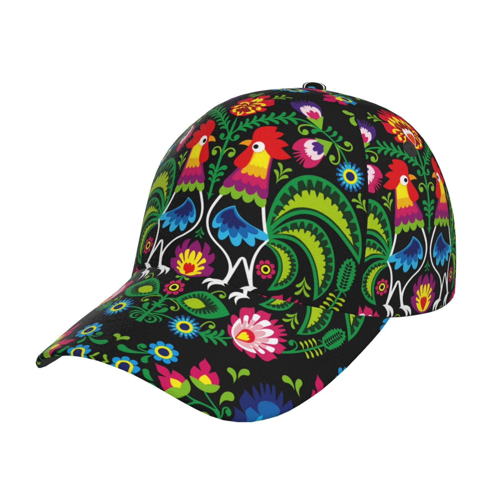 Fotbe Roosters And Flowers Baseball Cap, Roosters And Flowers Print Dad ...