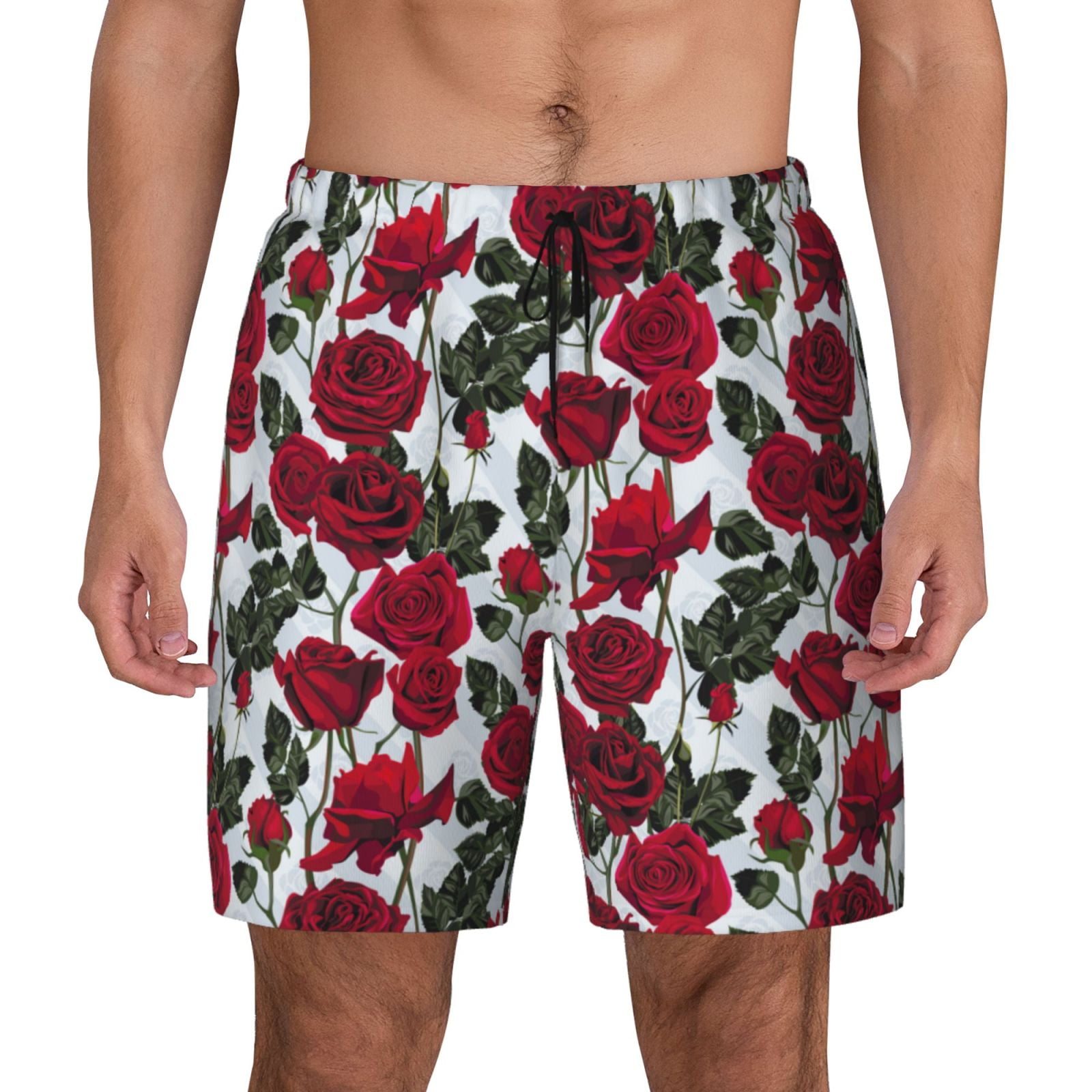 Fotbe Rose Flowers Men’s Swim Trunks Quick Dry Swim Shorts Board Shorts ...
