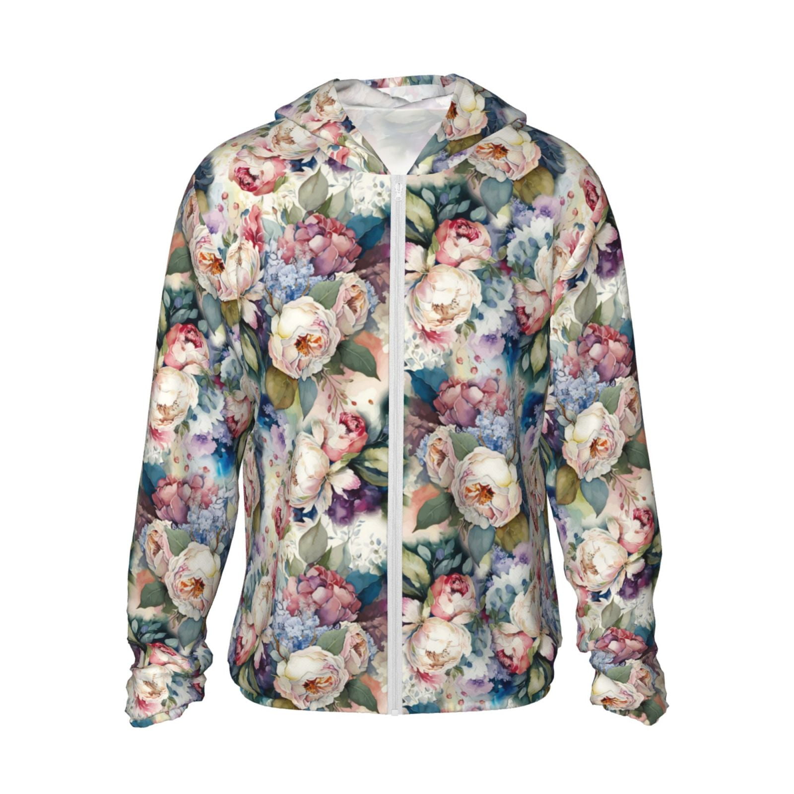 Fotbe Rose Flowers Men's Women's UPF 50+ Sun Protection Jacket Hooded ...