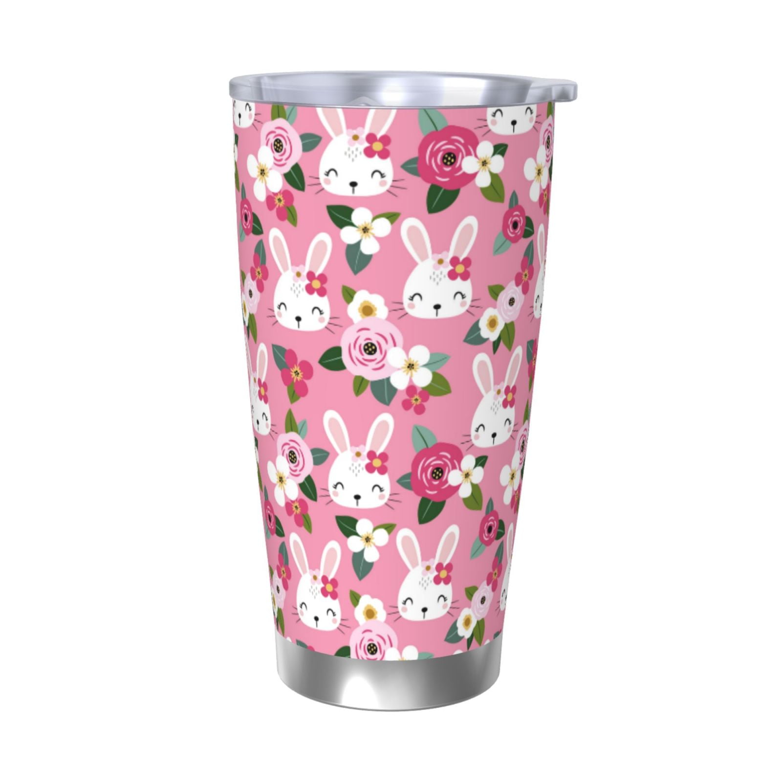 Fotbe Rose Rabbit Pattern 20 oz Tumbler Stainless Steel Vacuum ...