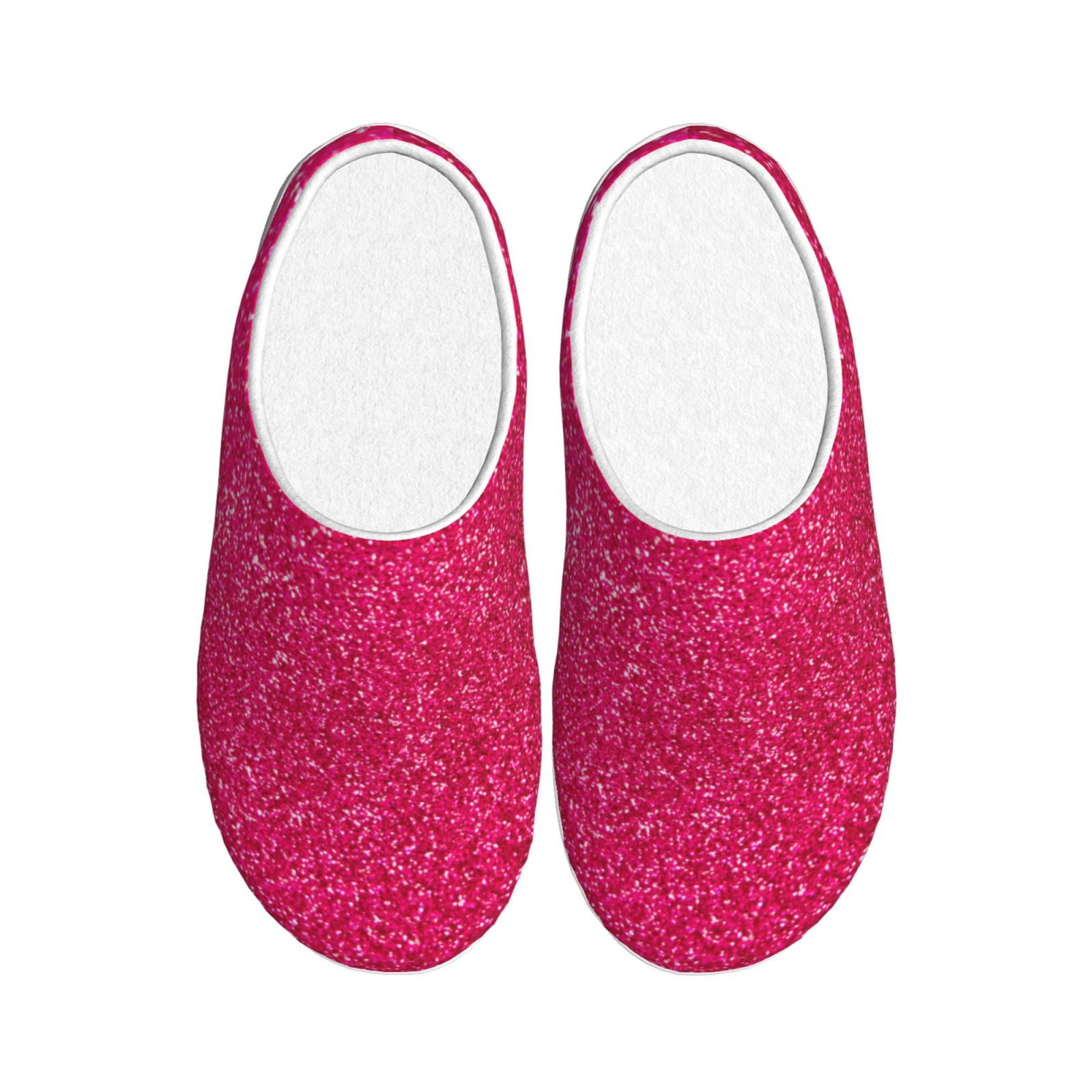 Fotbe Rose Red Glitter Pattern Women's Fuzzy Curly Fur Memory Foam ...