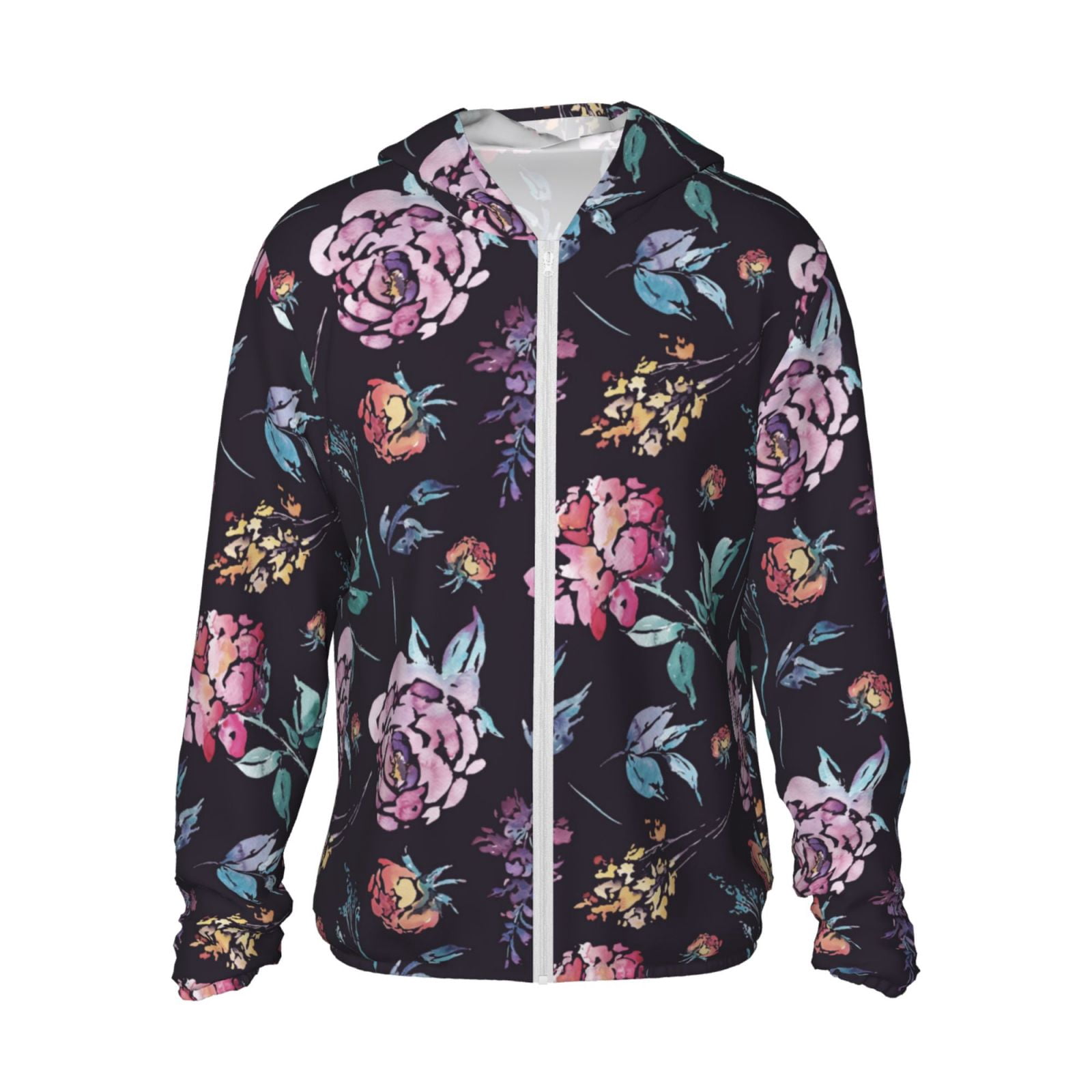 Fotbe Roses Flowers Men's Women's UPF 50+ Sun Protection Jacket Hooded ...