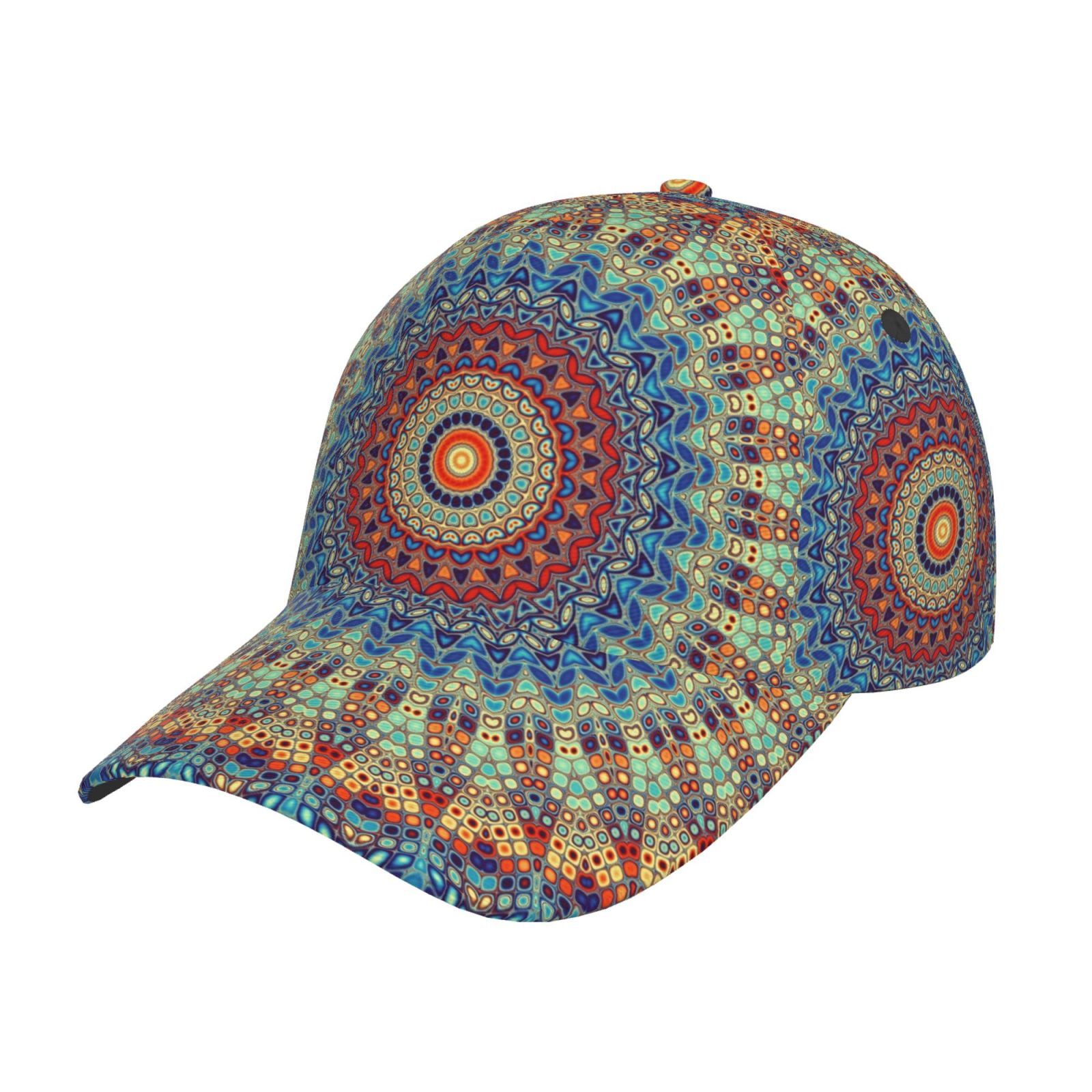 Fotbe Round Mandala Baseball Cap, Round Mandala Print Dad Hat,Outdoor ...