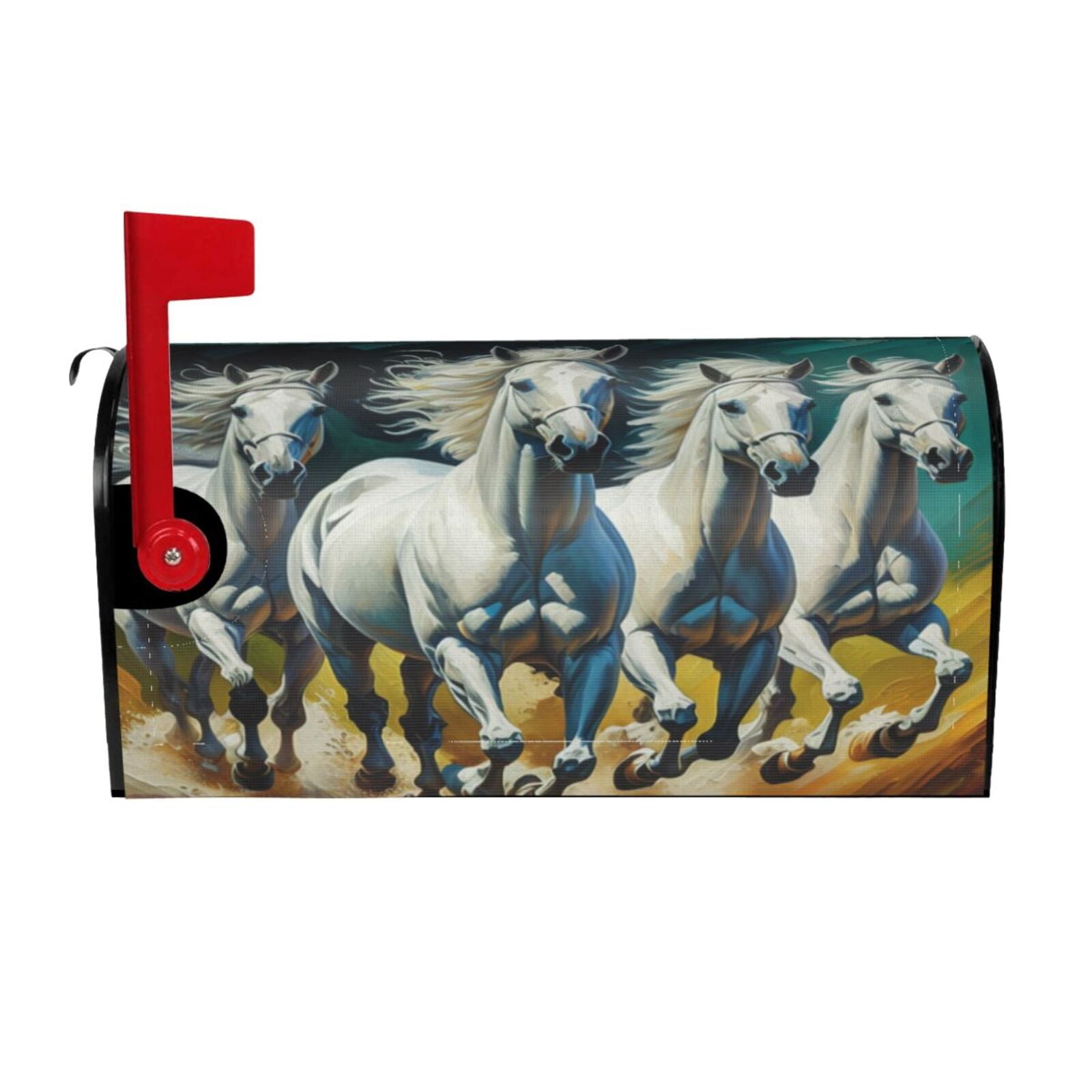 Fotbe Running horses Mailbox Covers Post Letter Box Cover Garden Decor ...