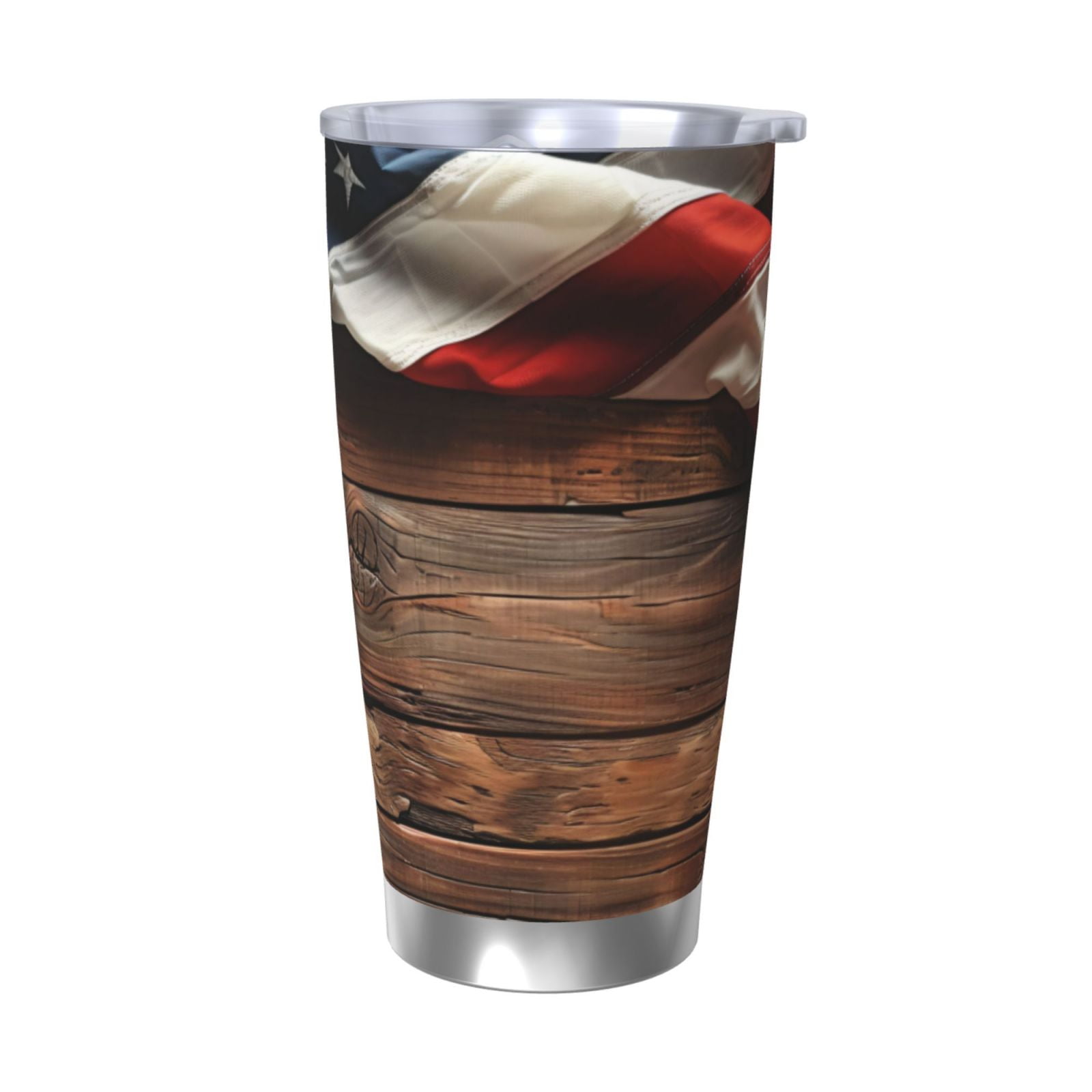 Fotbe Rustic American Flag Wood Pattern 20 oz Tumbler Stainless Steel ...