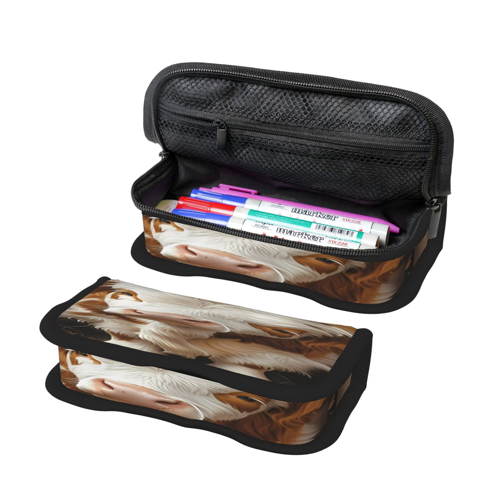 Fotbe Rustic Cow Butterflies Champagne Pattern Pencil Case,Canvas Pen ...