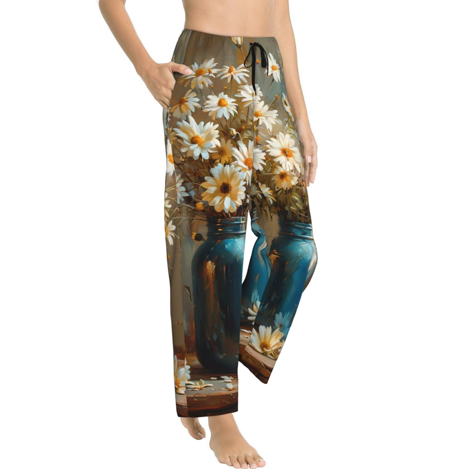 Fotbe Rustic Daisy Mason Jars Women's Pajama Pants,Sleepwear Pants,Pj ...
