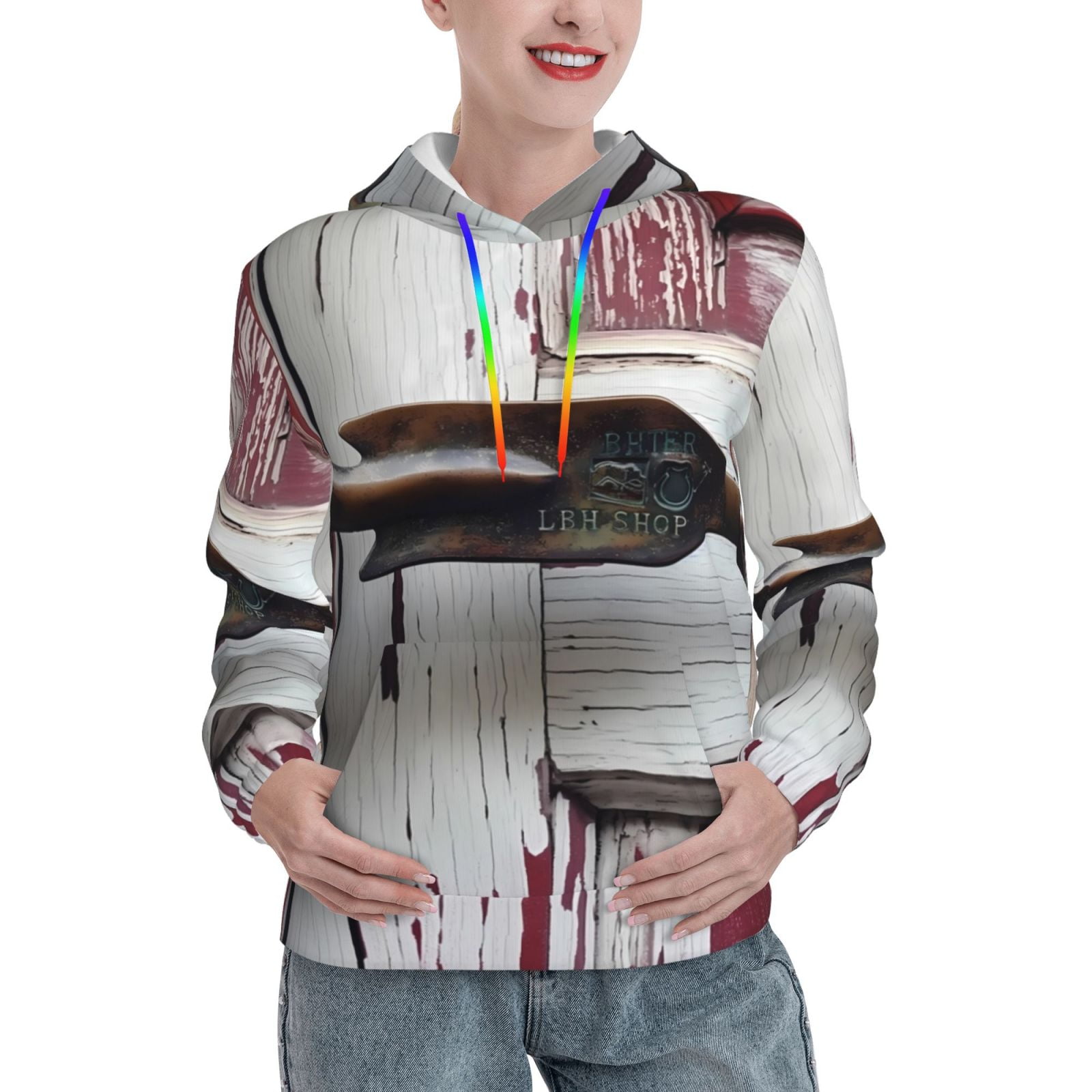 Fotbe Rustic Door Handle Closeup Pattern Womens Long Sleeve Hoodie ...