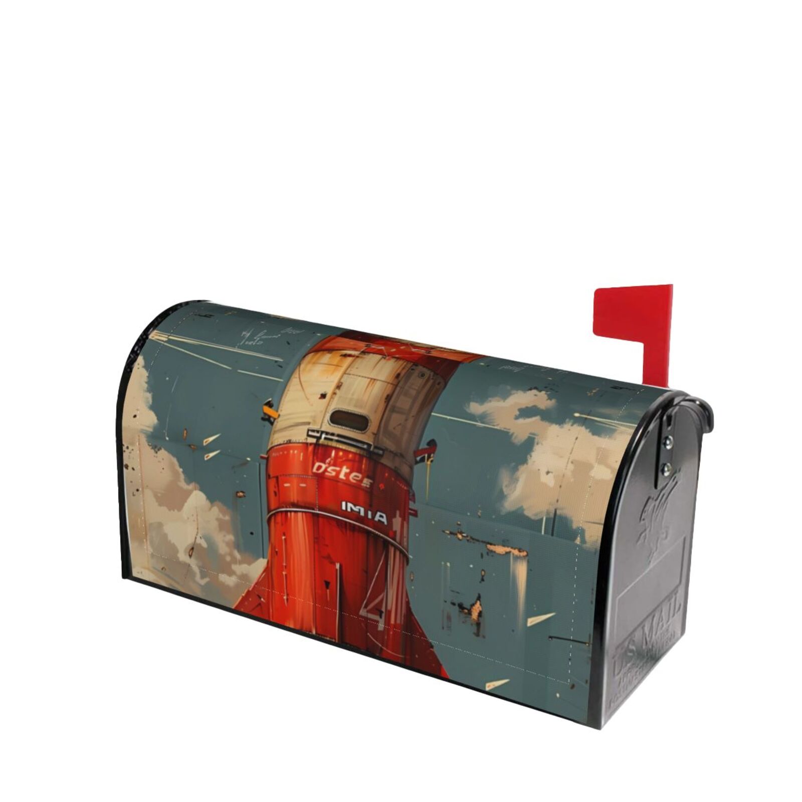 Fotbe Rusty Rocket Launch Mailbox Covers Post Letter Box Cover Garden ...