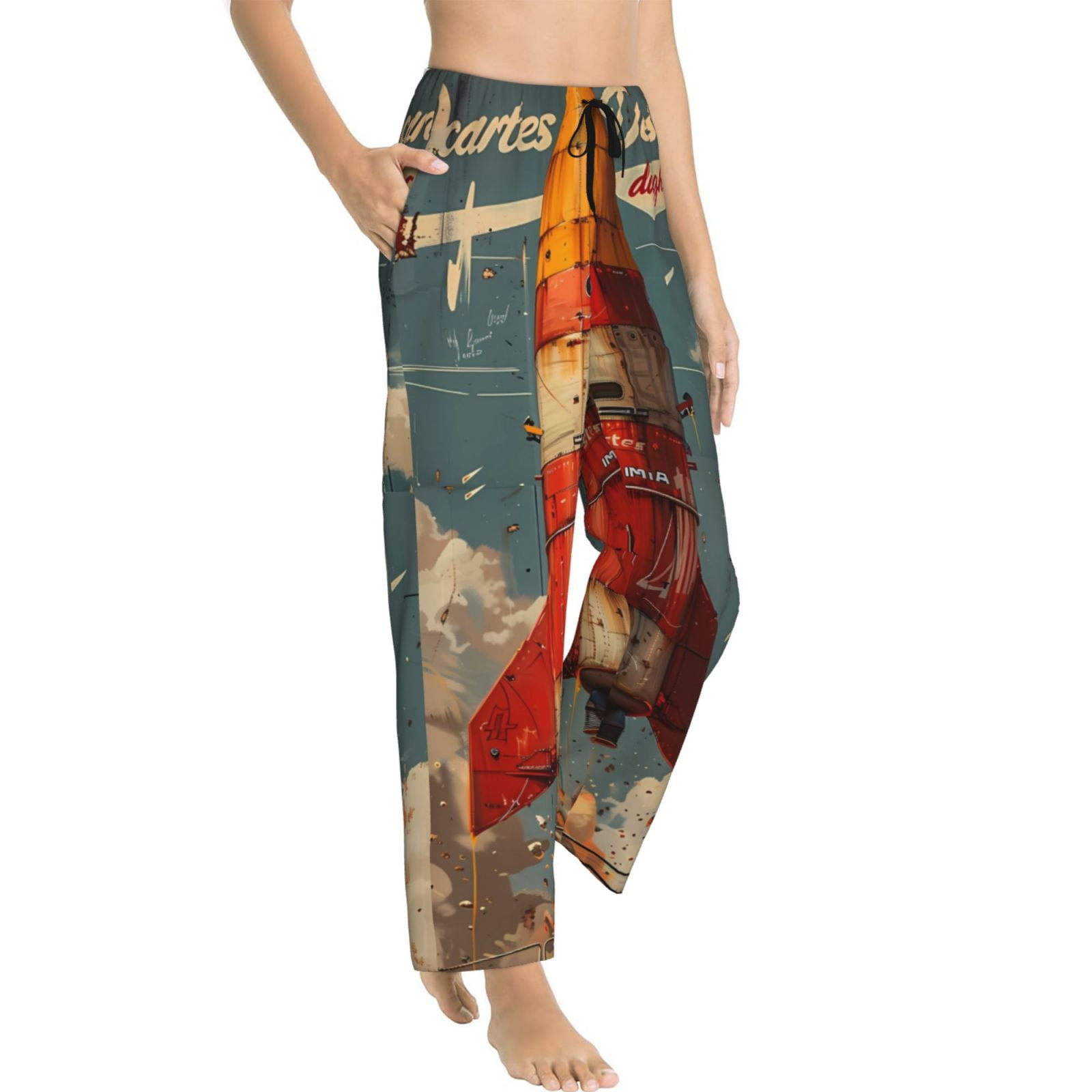 Fotbe Rusty Rocket Launch Women's Pajama Pants,Sleepwear Pants,Pj Bottoms Drawstring And Pockets ...