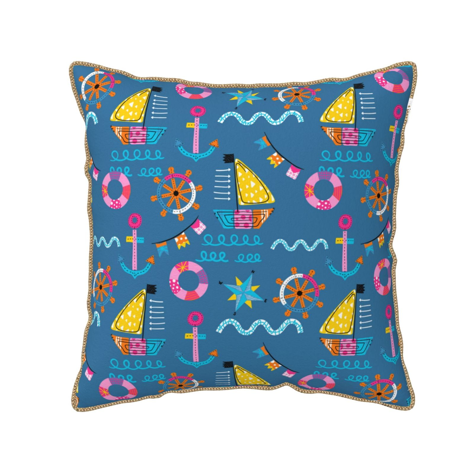 Fotbe Sailboat With Sailing Pattern Velvet Decorative Throw Pillow ...