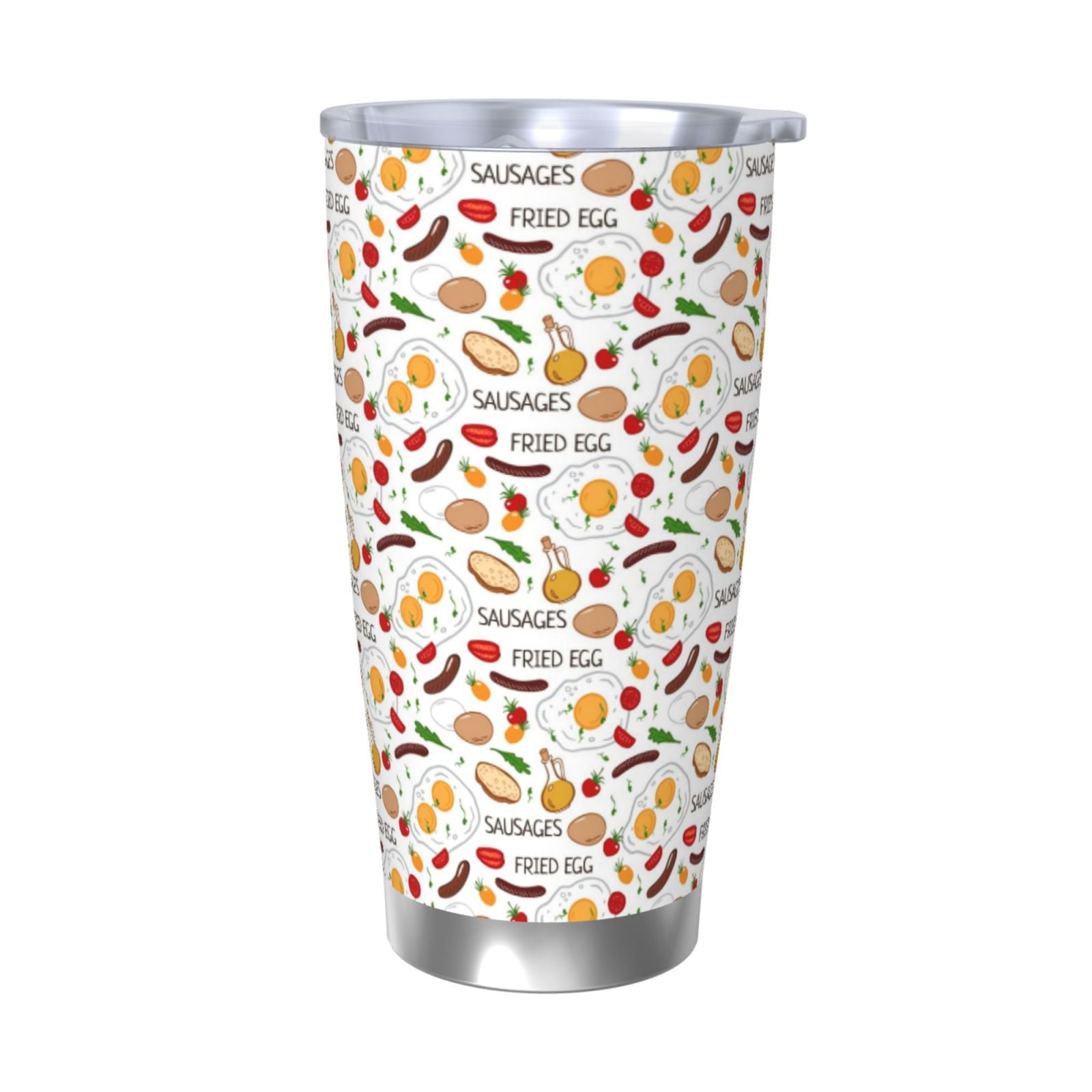 Fotbe Sausage Tomato Toast Pattern 20 oz Tumbler Stainless Steel Vacuum ...