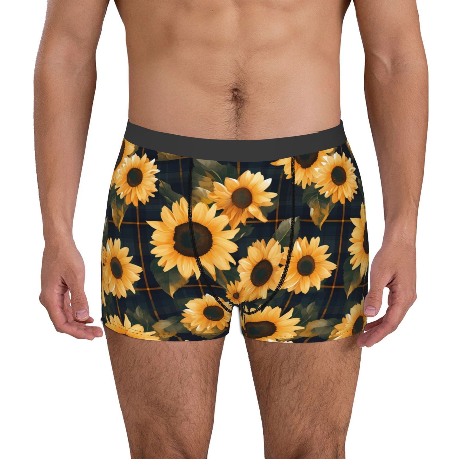 Fotbe Scottish Blue Plaid Sunflower Men’s Total Support Pouch Boxer ...