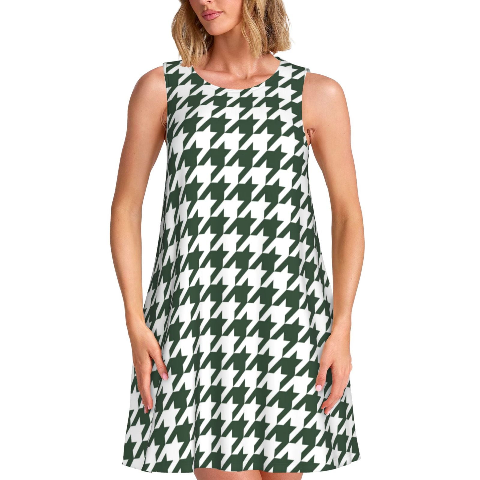 Fotbe Scottish Checkered Pattern Women’s Summer Tank Midi Dress ...