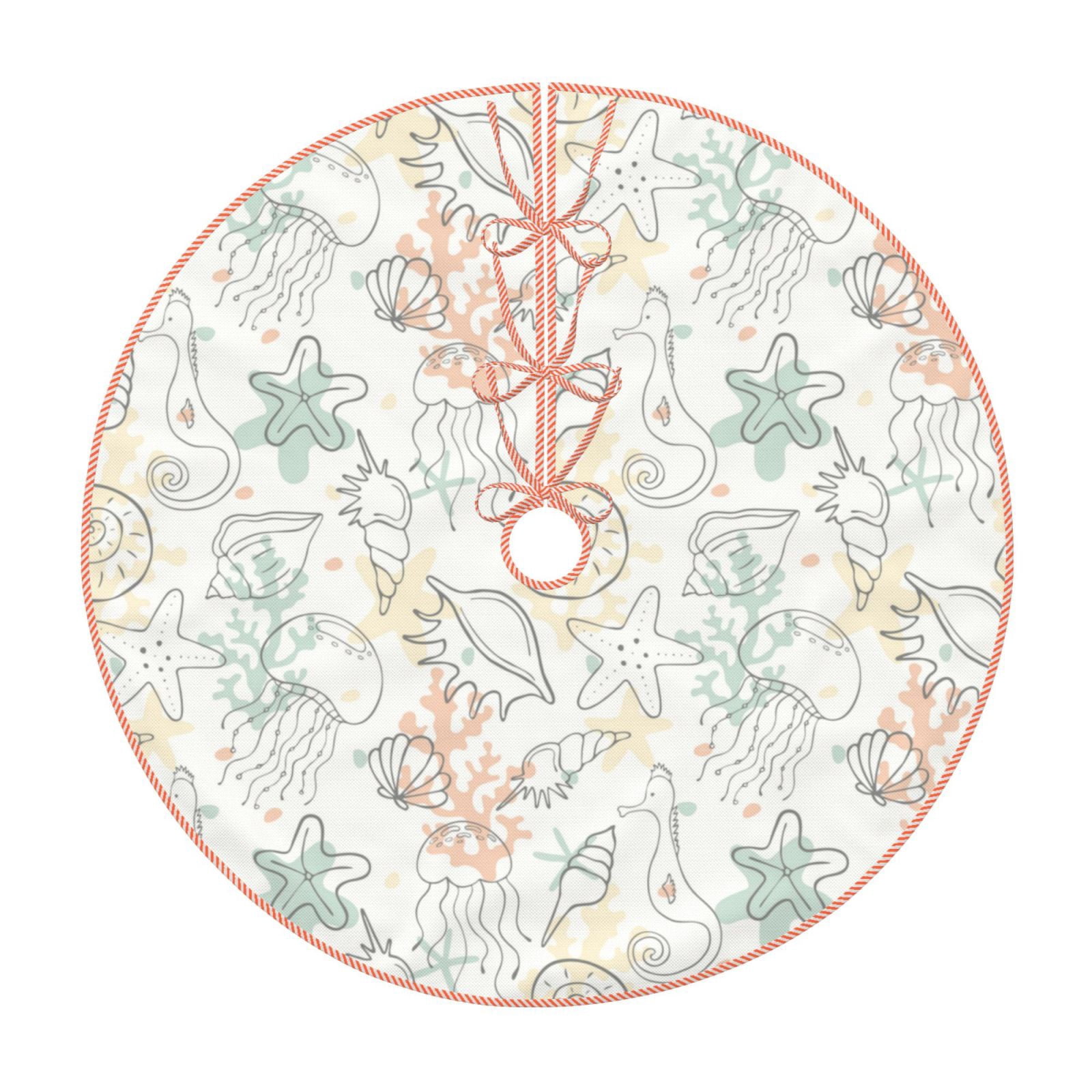 Fotbe Sea Animals Pattern Christmas Tree Skirt, Tree Skirts Plush ...