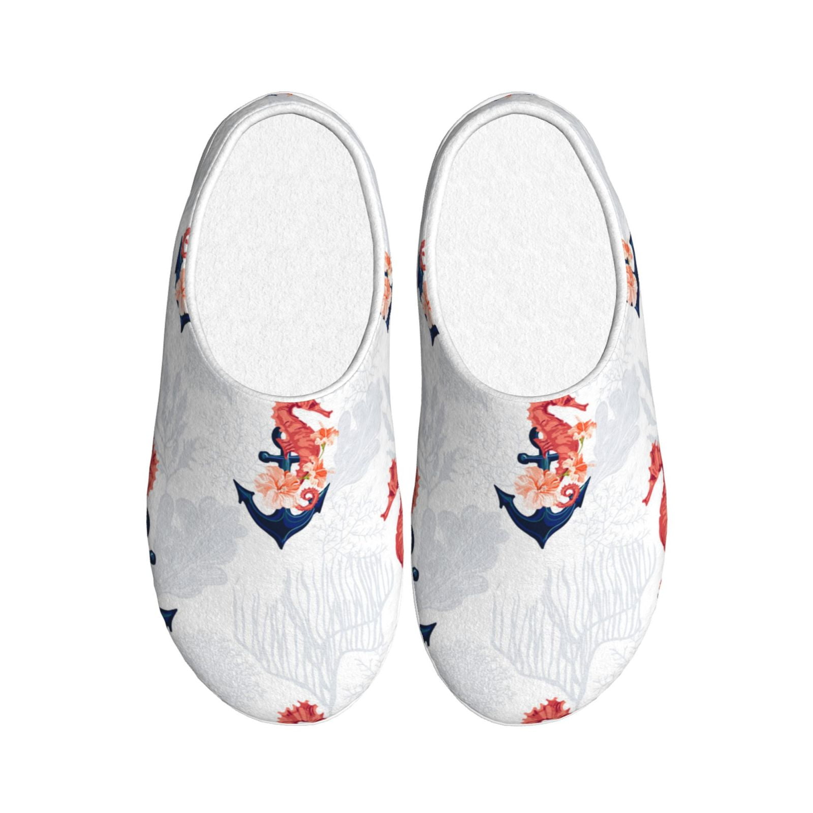 Fotbe Sea Horse And Corals1 Pattern Women's Fuzzy Curly Fur Memory Foam ...