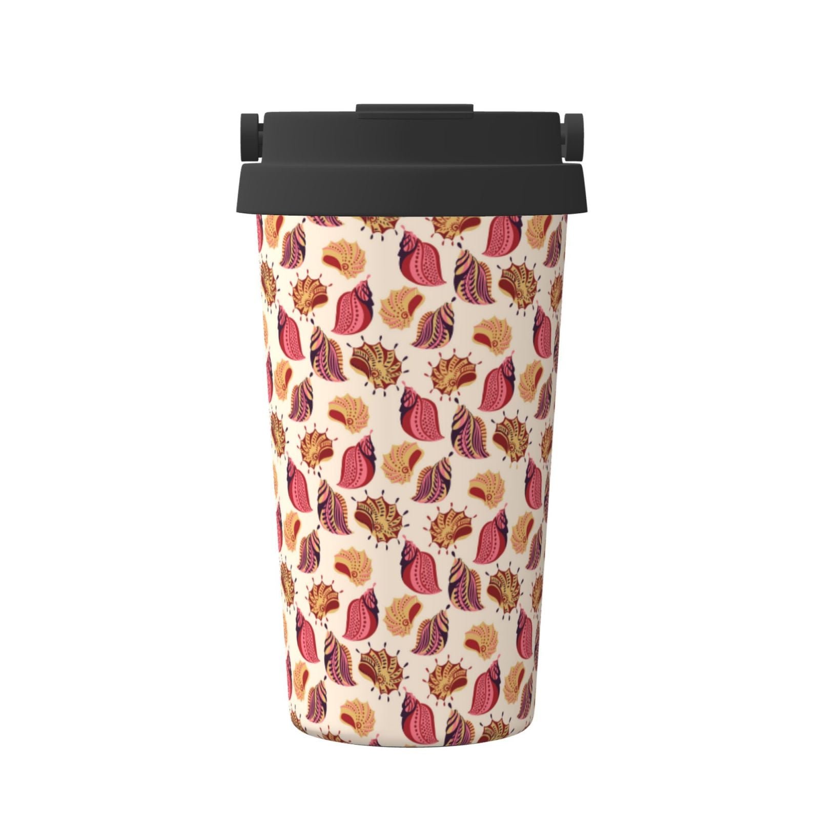 Fotbe Sea Shells Printed Insulated Travel Coffee Mug Spill Proof Leak ...