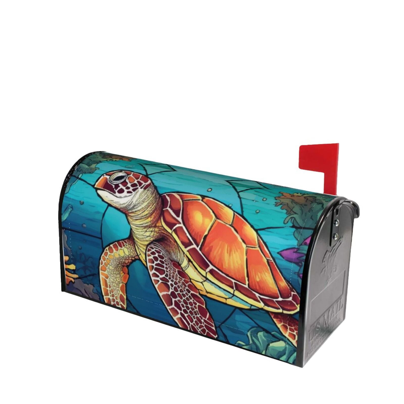 Fotbe Sea Turtle in Coral Mailbox Covers Post Letter Box Cover Garden ...