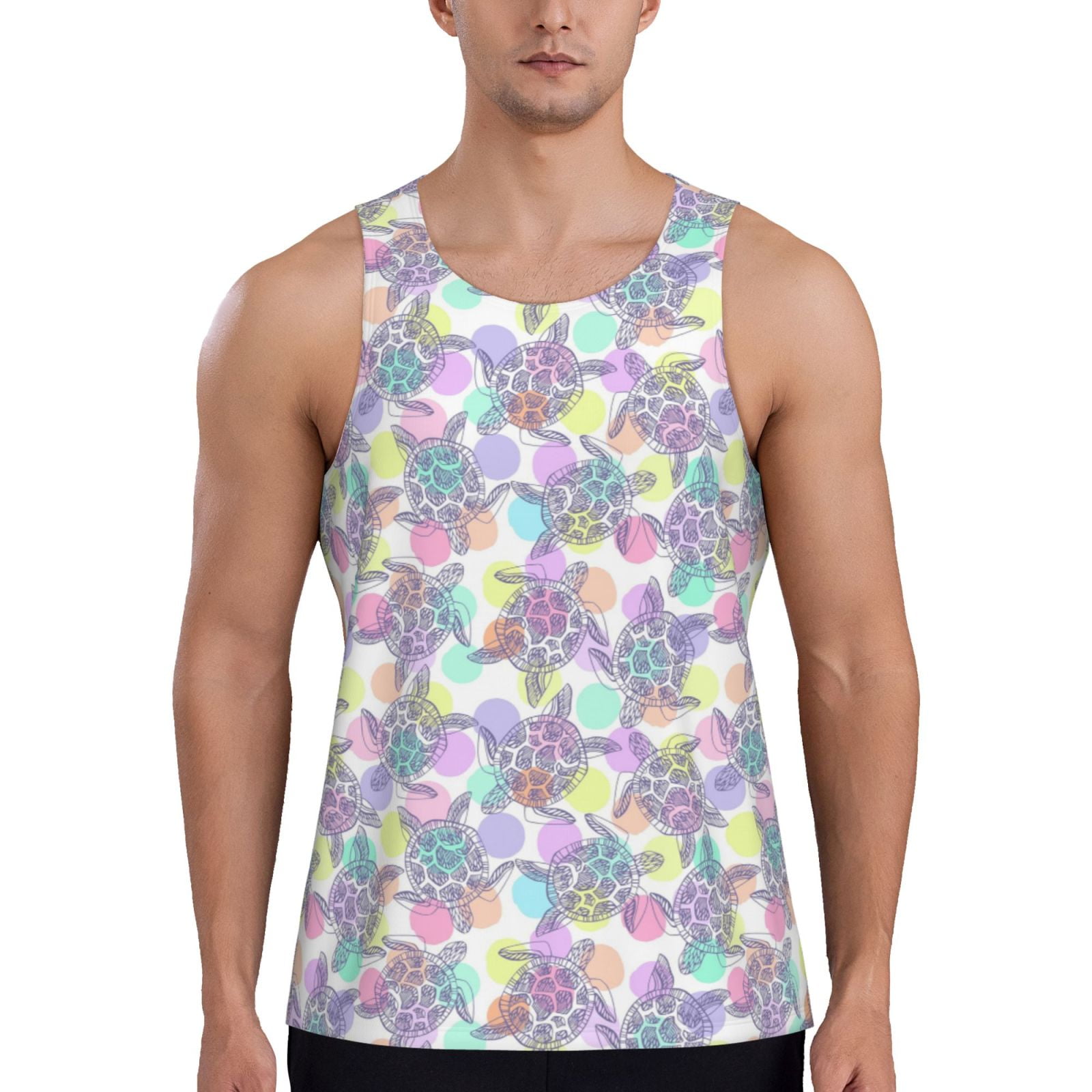Fotbe Sea Turtles Pattern Men's Quick Dry Workout Tank Top Gym Muscle ...