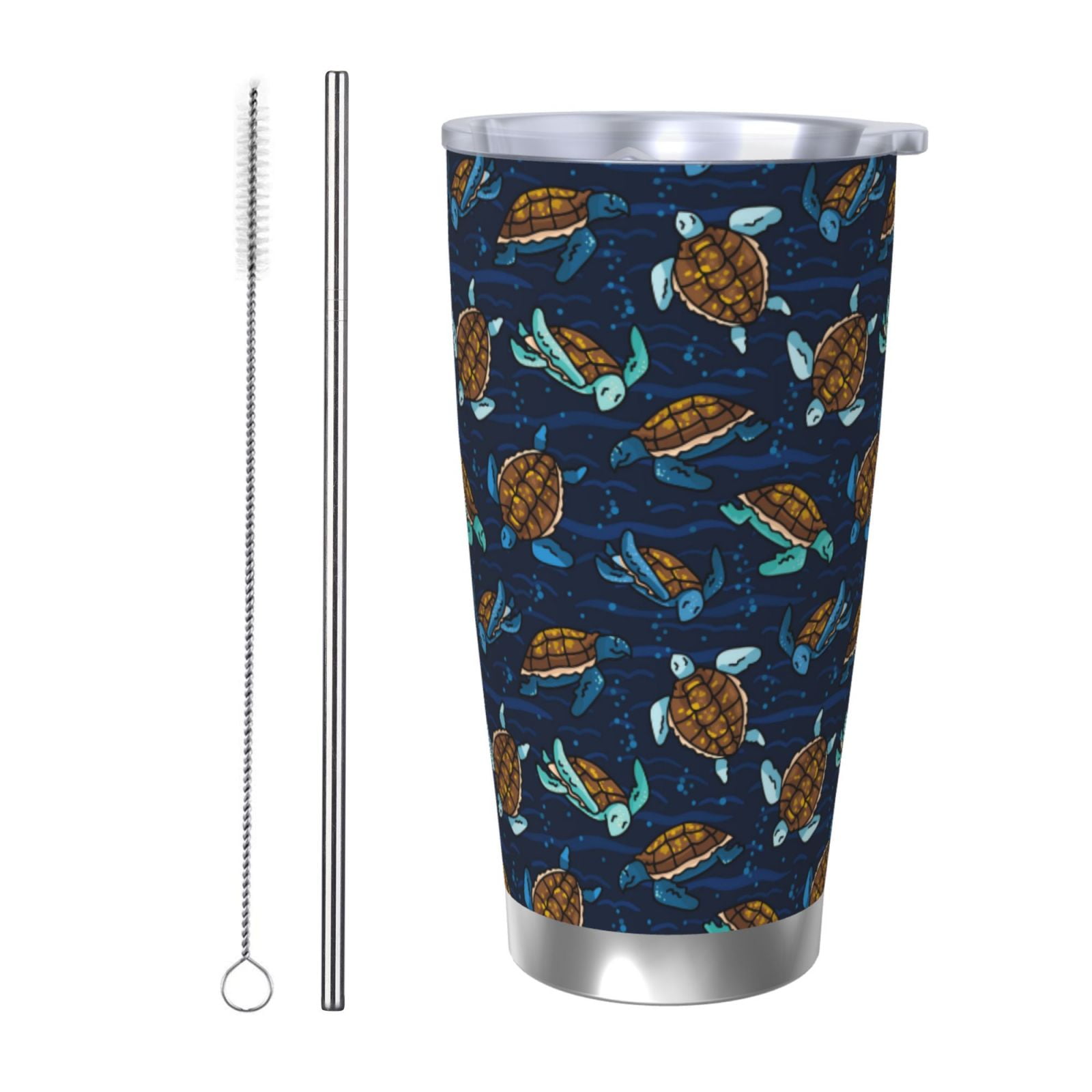Fotbe Sea Turtles Swimming Pattern 20 oz Tumbler Stainless Steel Vacuum ...