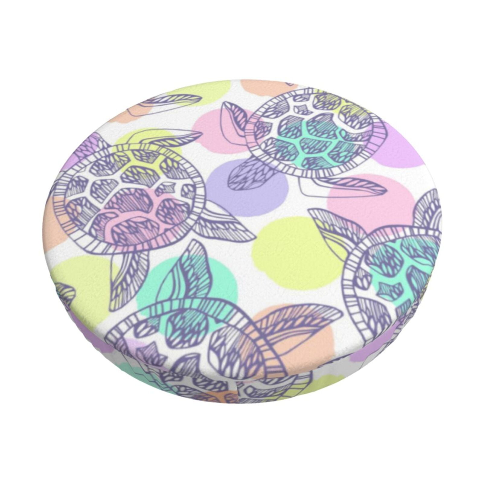 Fotbe Sea Turtles Velvet Round Bar Stool Covers,Washable Bar Chair Seat ...