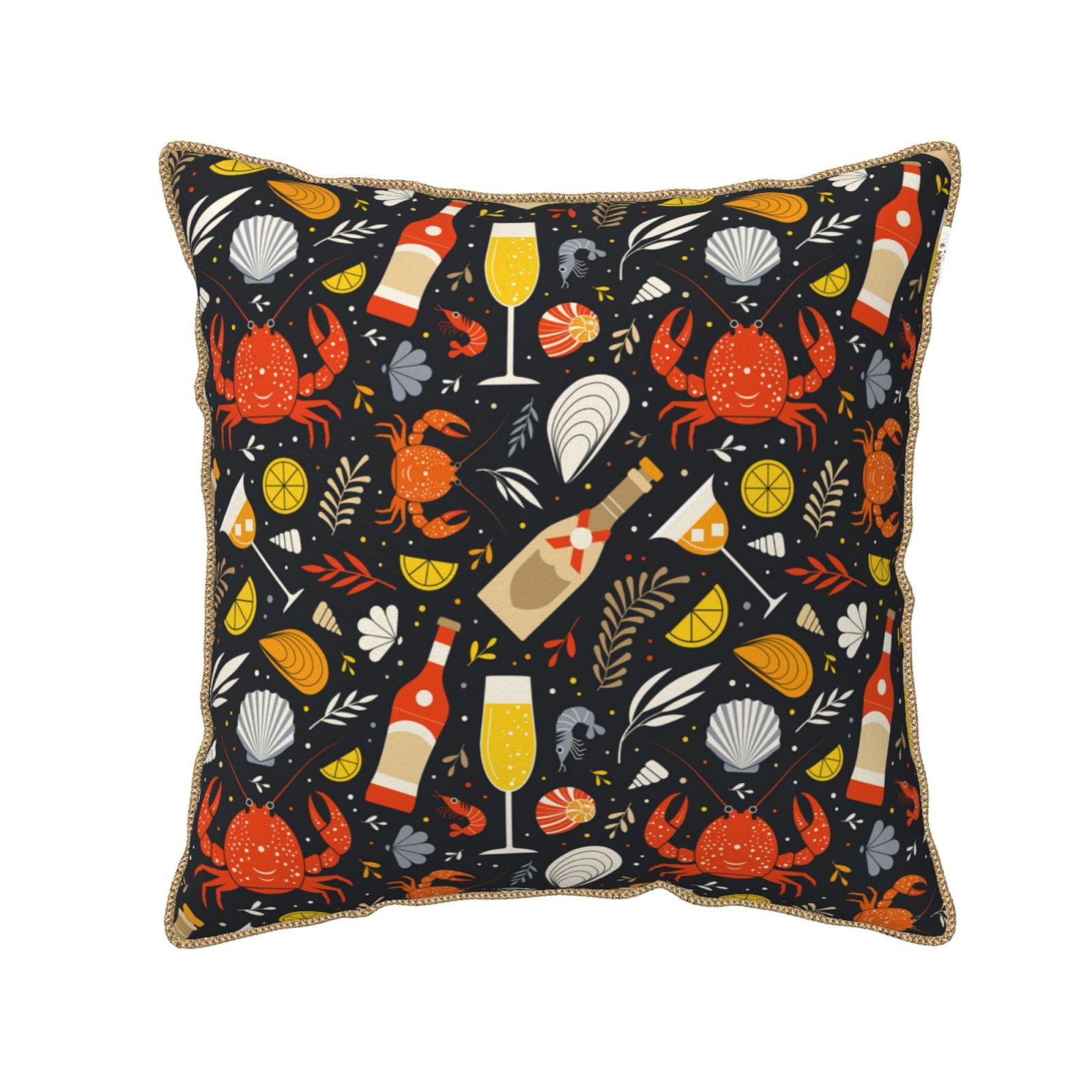Fotbe Seafood And Drinks Pattern Velvet Decorative Throw Pillow Covers ...