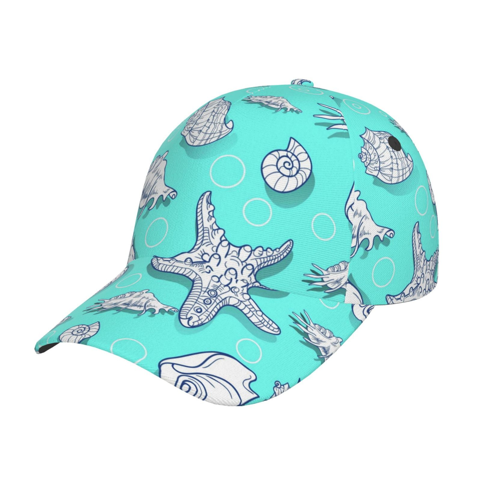 Fotbe Seashell And Starfish Baseball Cap, Seashell And Starfish Print ...
