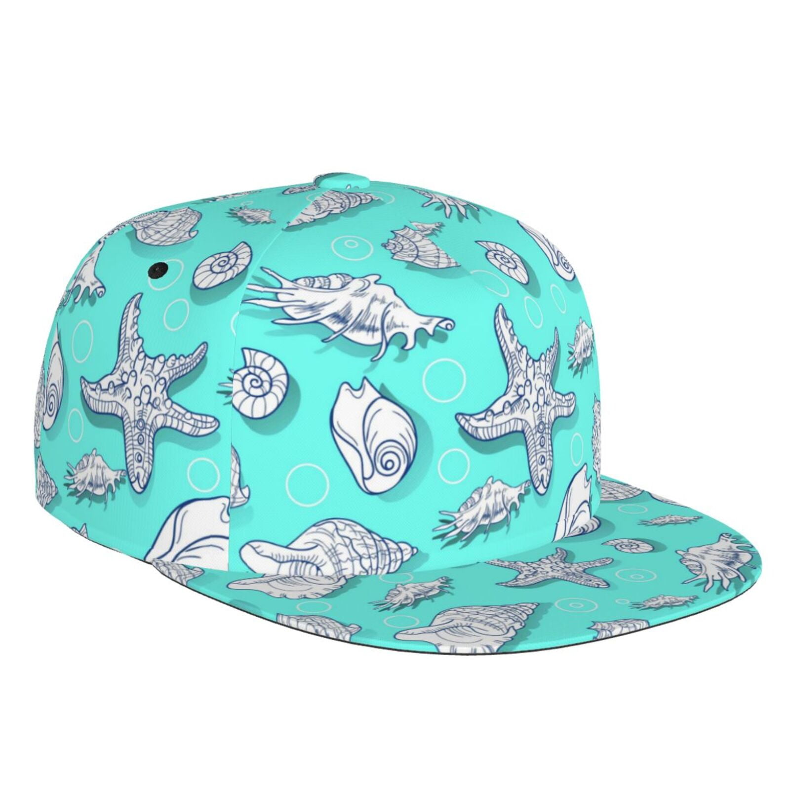 Fotbe Seashell And Starfish Flat Bill Visor Cap Classic Snapback Hat ...