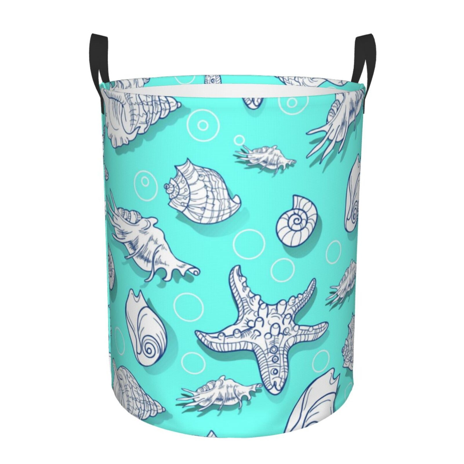 Fotbe Seashell And Starfish Laundry Basket with Handles, Waterproof ...