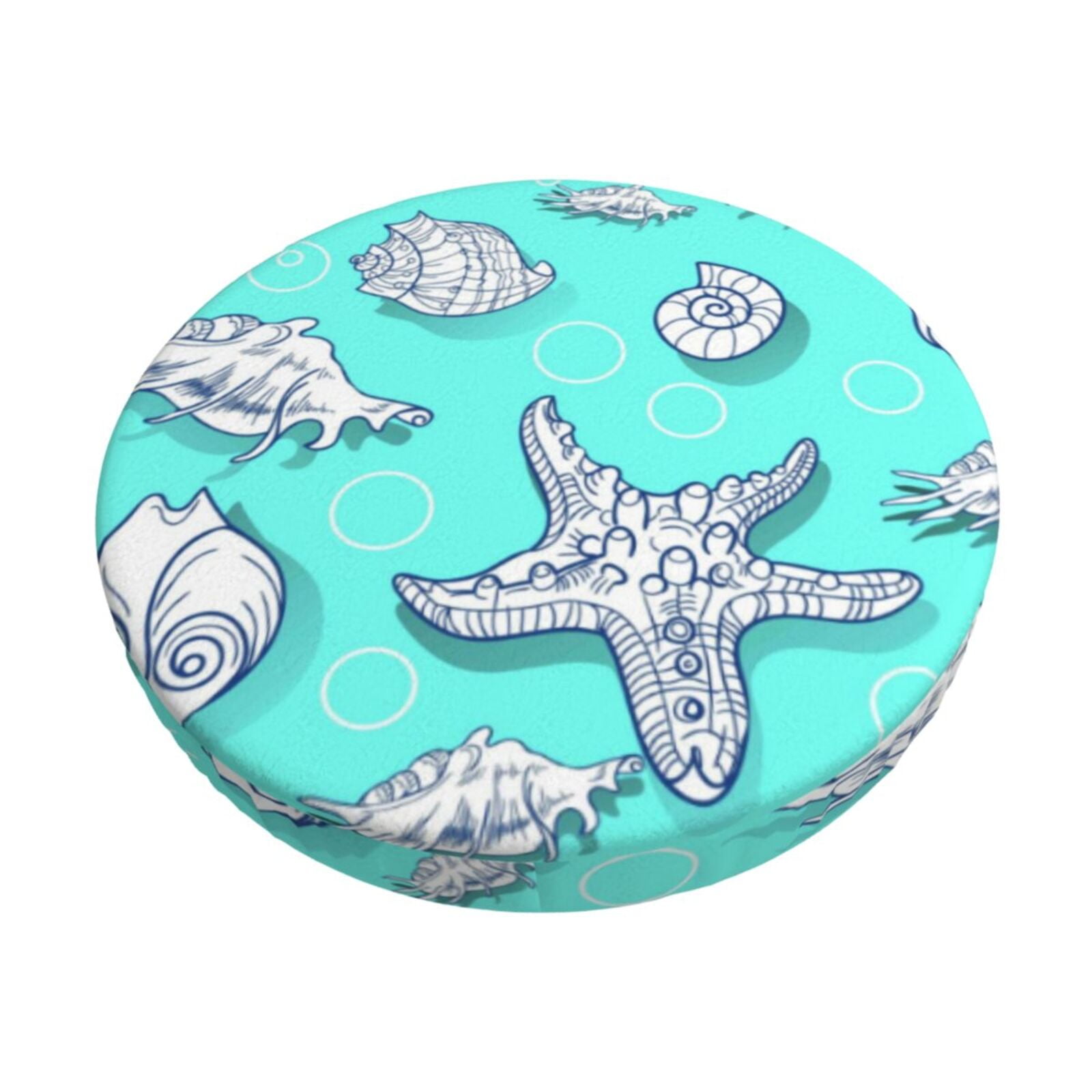 Fotbe Seashell And Starfish Stool Covers Round,Waterproof Round Bar ...