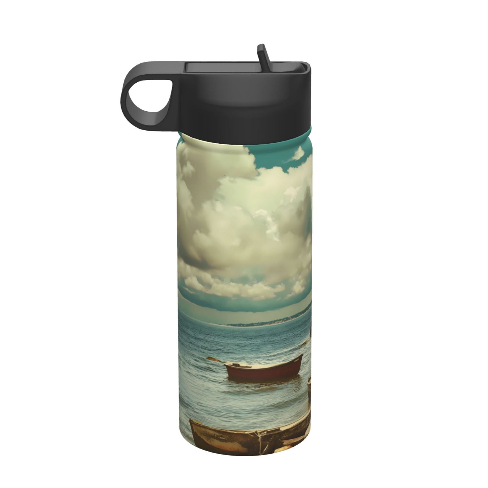 Fotbe Serene Coastal Blue Sky Pattern 18oz Sports Insulated Kettle ...