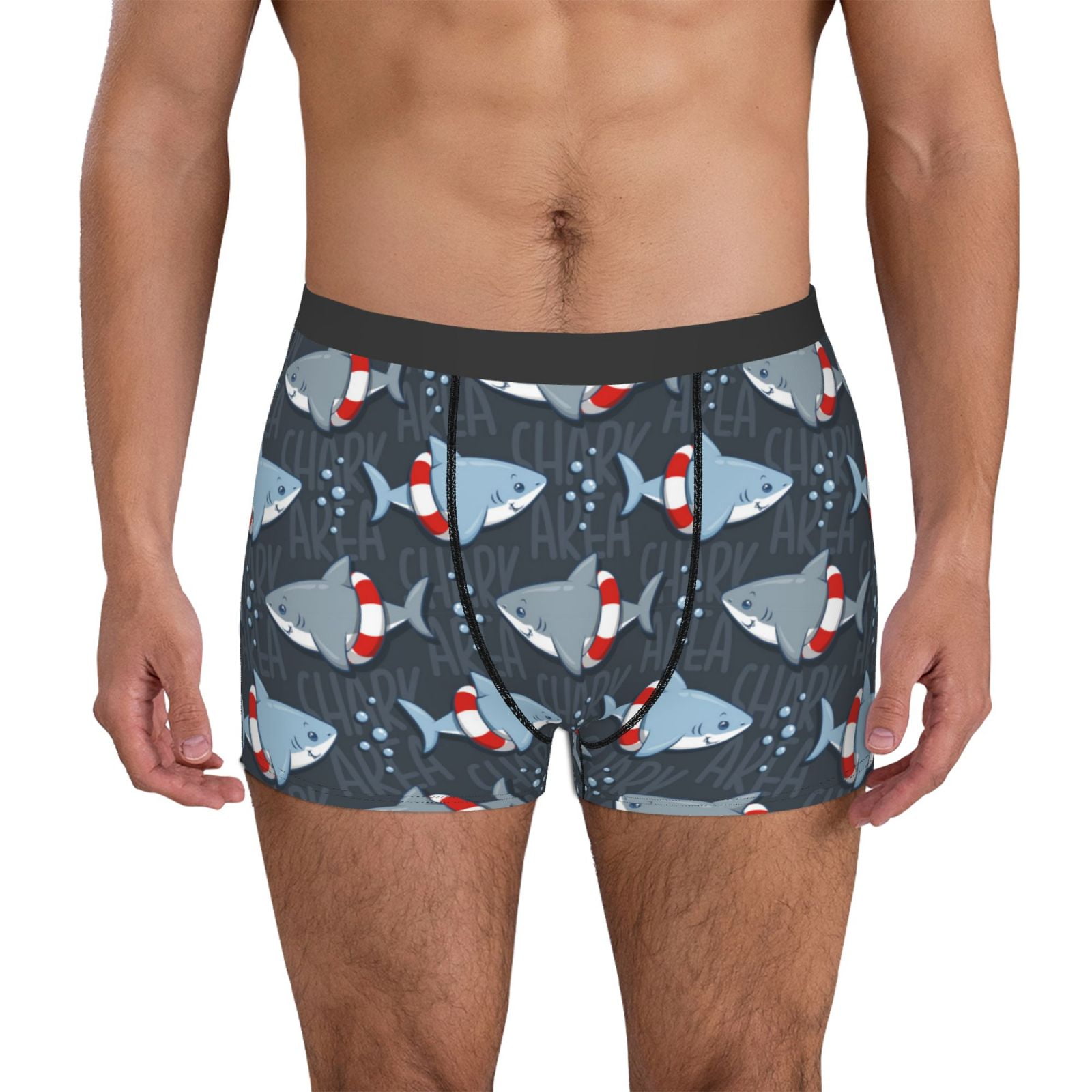 Fotbe Shark Wearing Swim Ring Men’s Total Support Pouch Boxer Briefs, X ...