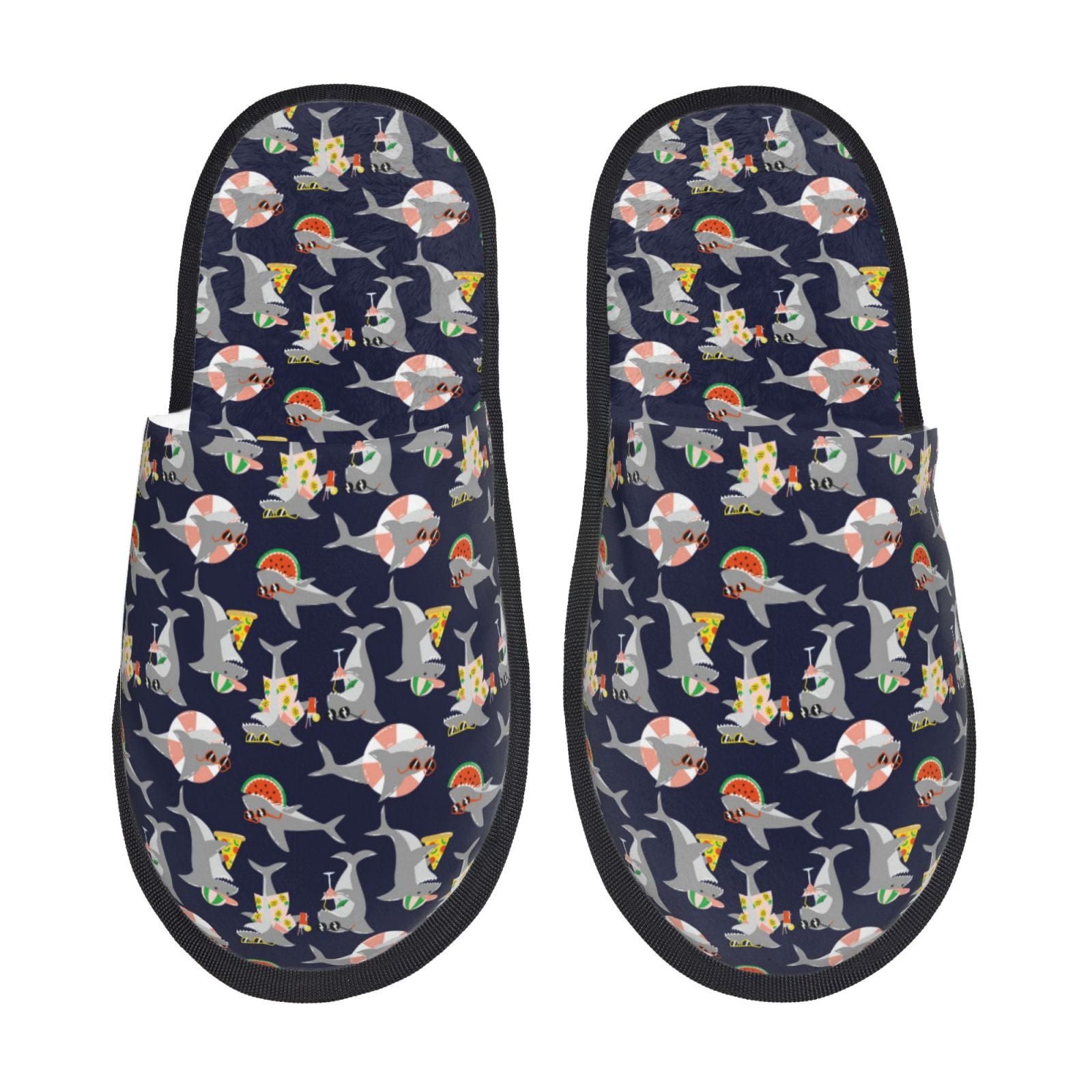 Fotbe Sharks In Sunglasses Pattern Women's Fuzzy Slippers Plush ...