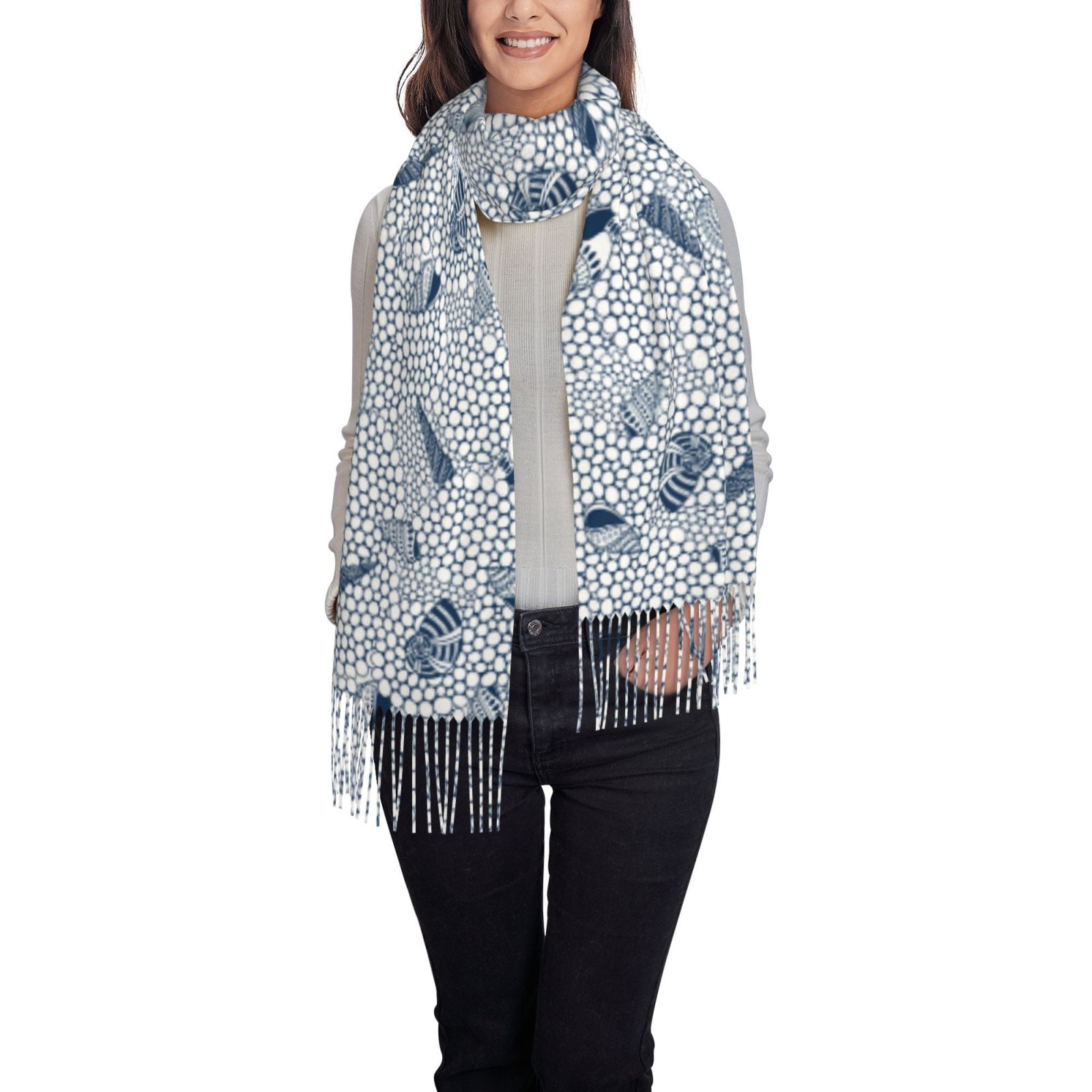 Fotbe Shells And Sand Print Womens Fall Winter Scarf Tassel Soft Warm Blanket Scarves Womens ...