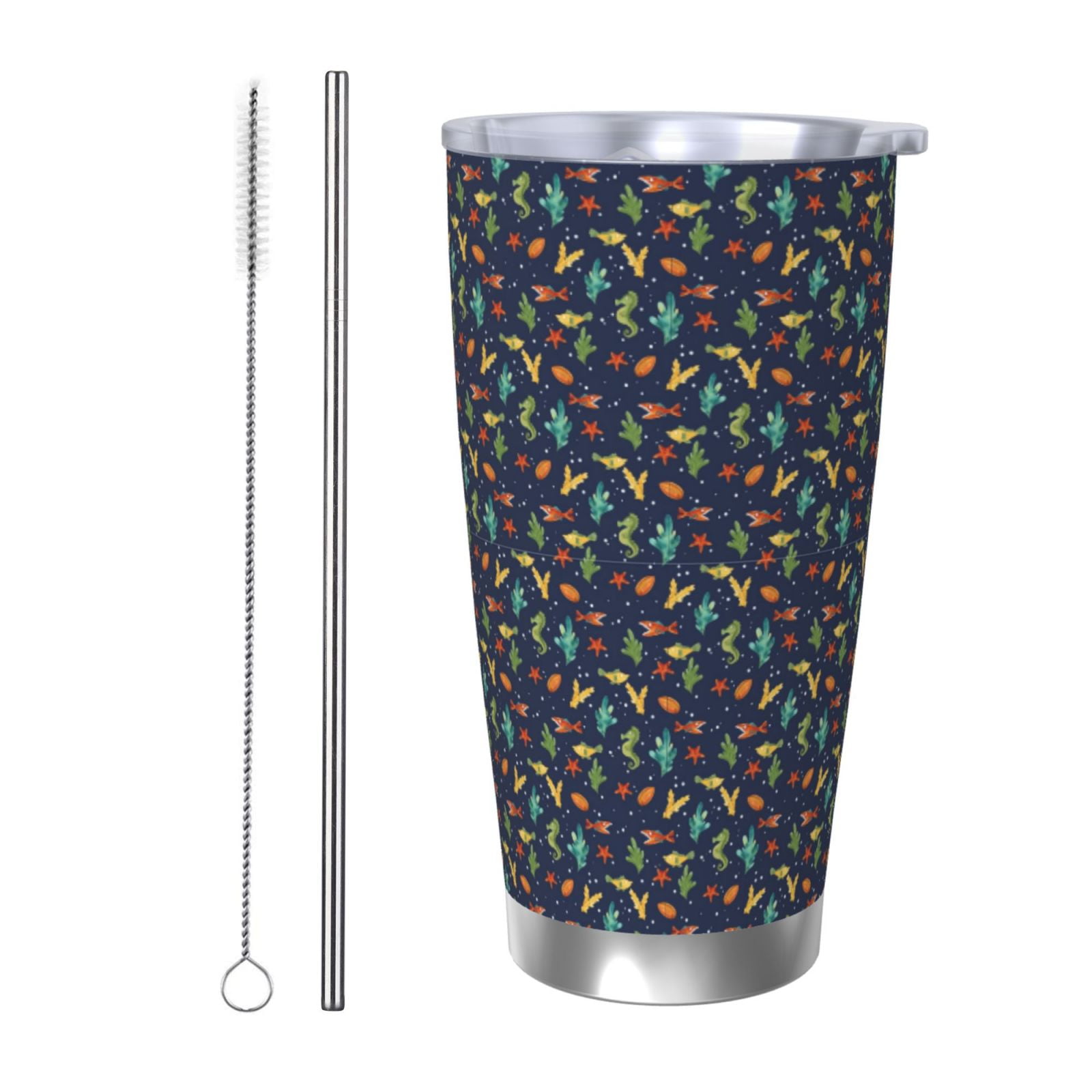 Fotbe Shells and Seaweed Pattern 20 oz Tumbler Stainless Steel Vacuum ...