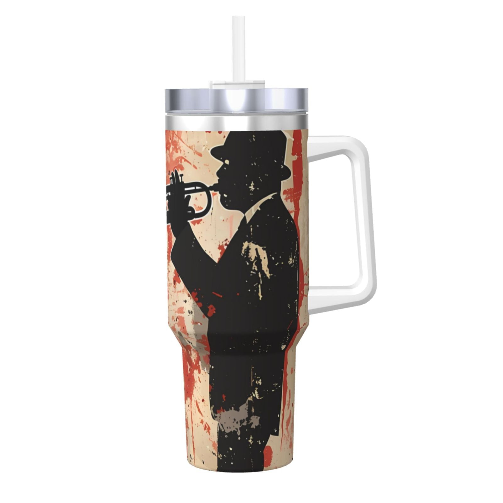 Fotbe Silhouette Trumpet Red Art Pattern 40oz Ice Bully With Handle And ...