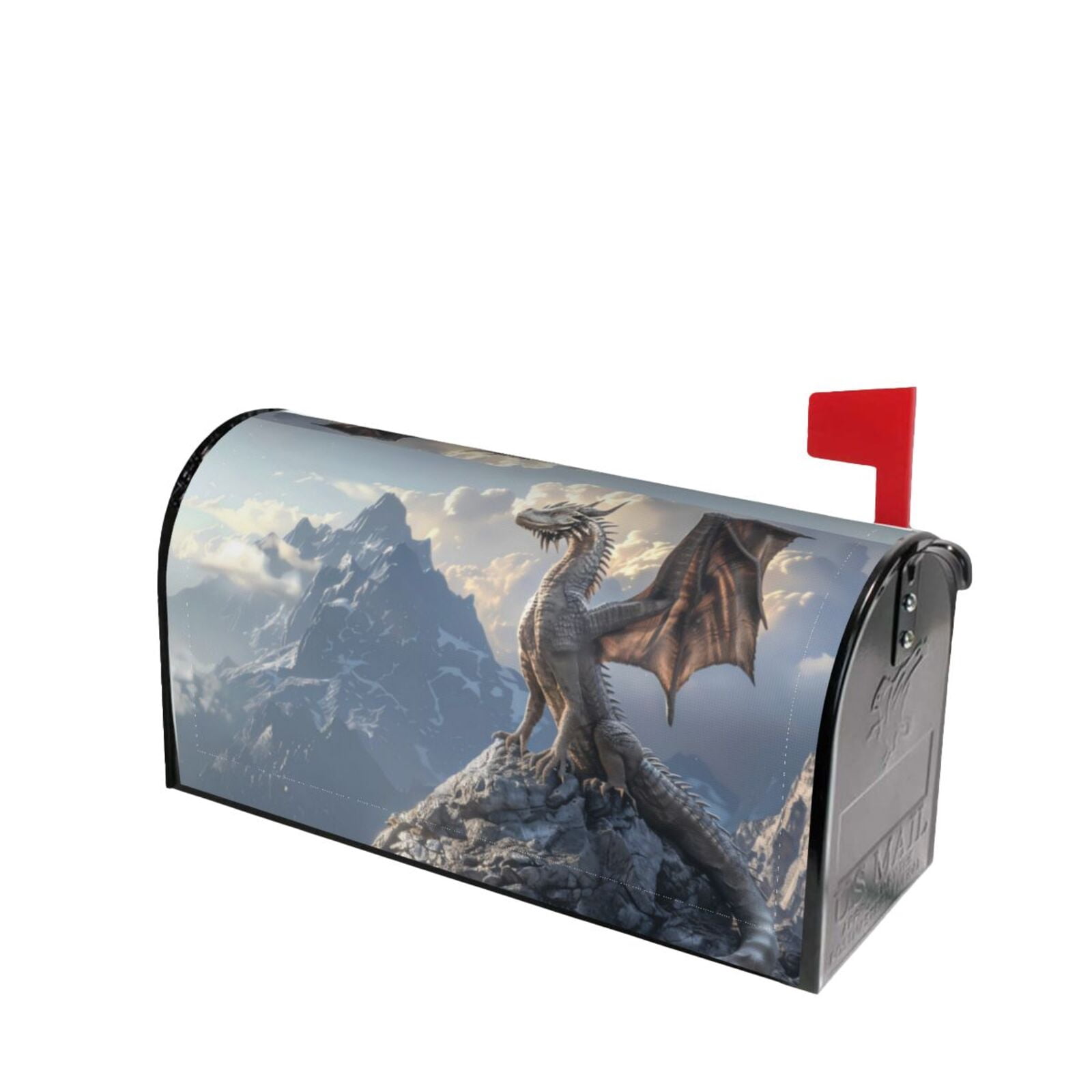Fotbe Silver Dragon Mountain Peaks Mailbox Covers Post Letter Box Cover ...