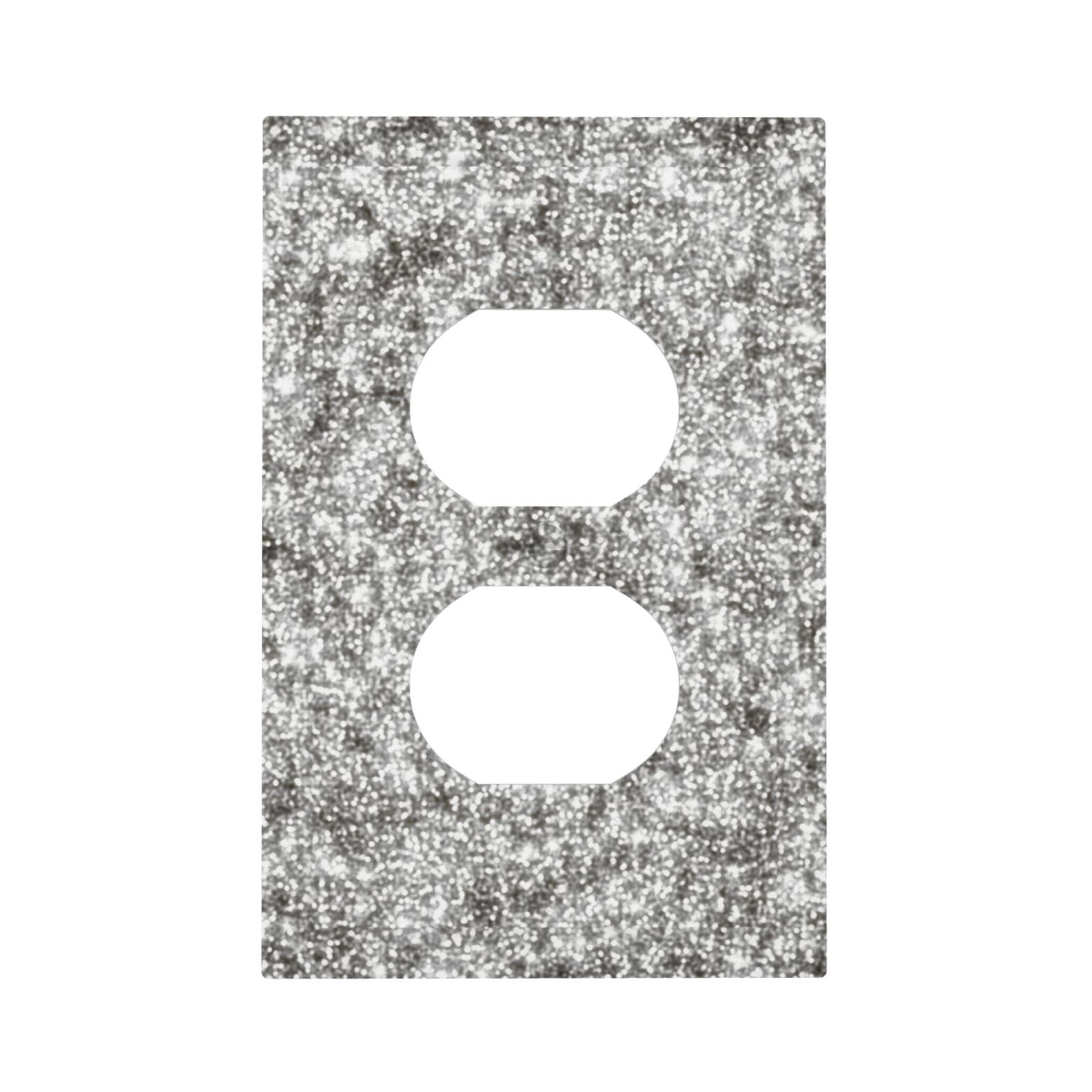 Fotbe Silver Glitter Print Duplex Receptacle Wall Plate, 1-Gang 5.0" x3 ...