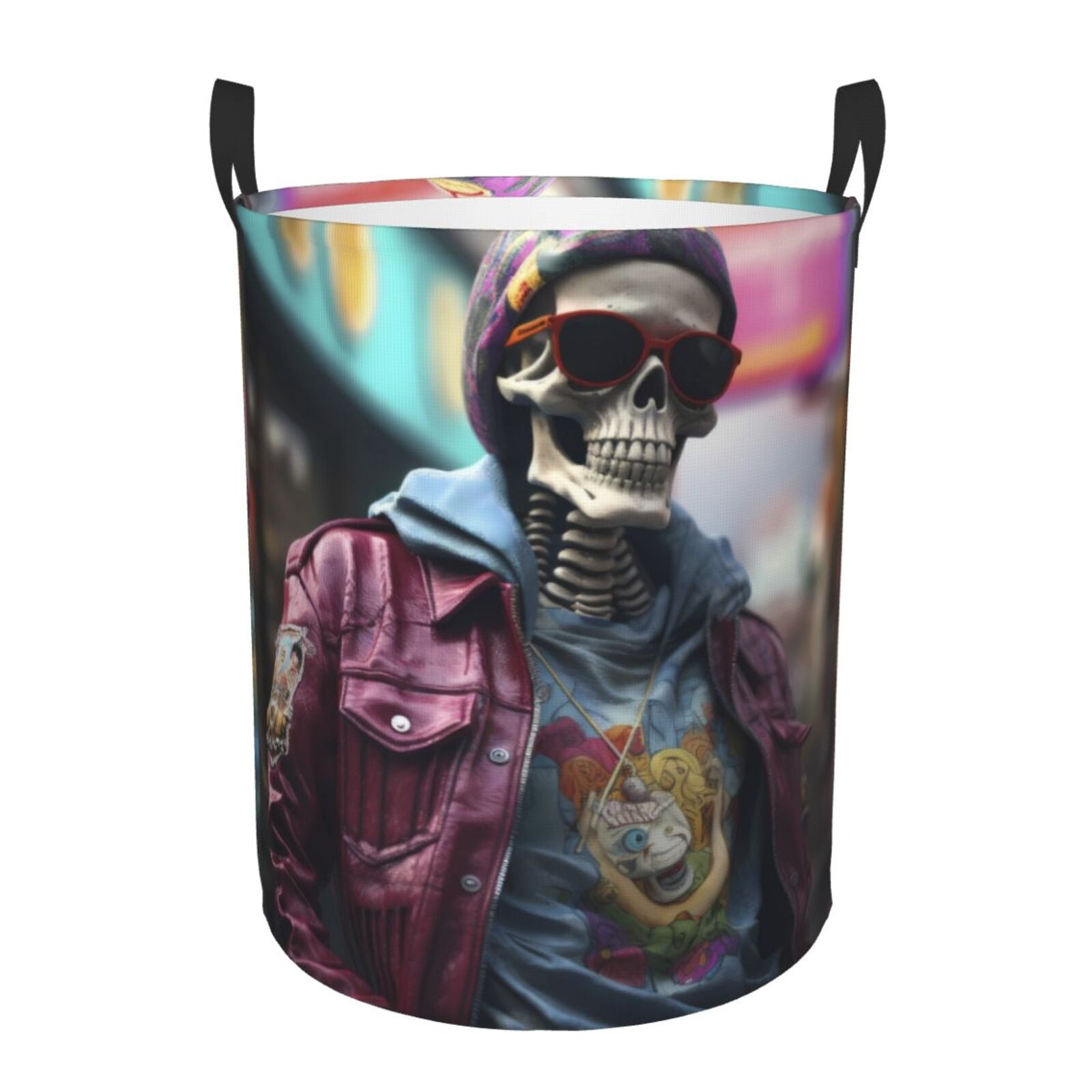 Fotbe Skeleton Cool Street Fashion Pattern Laundry Basket with Handles ...