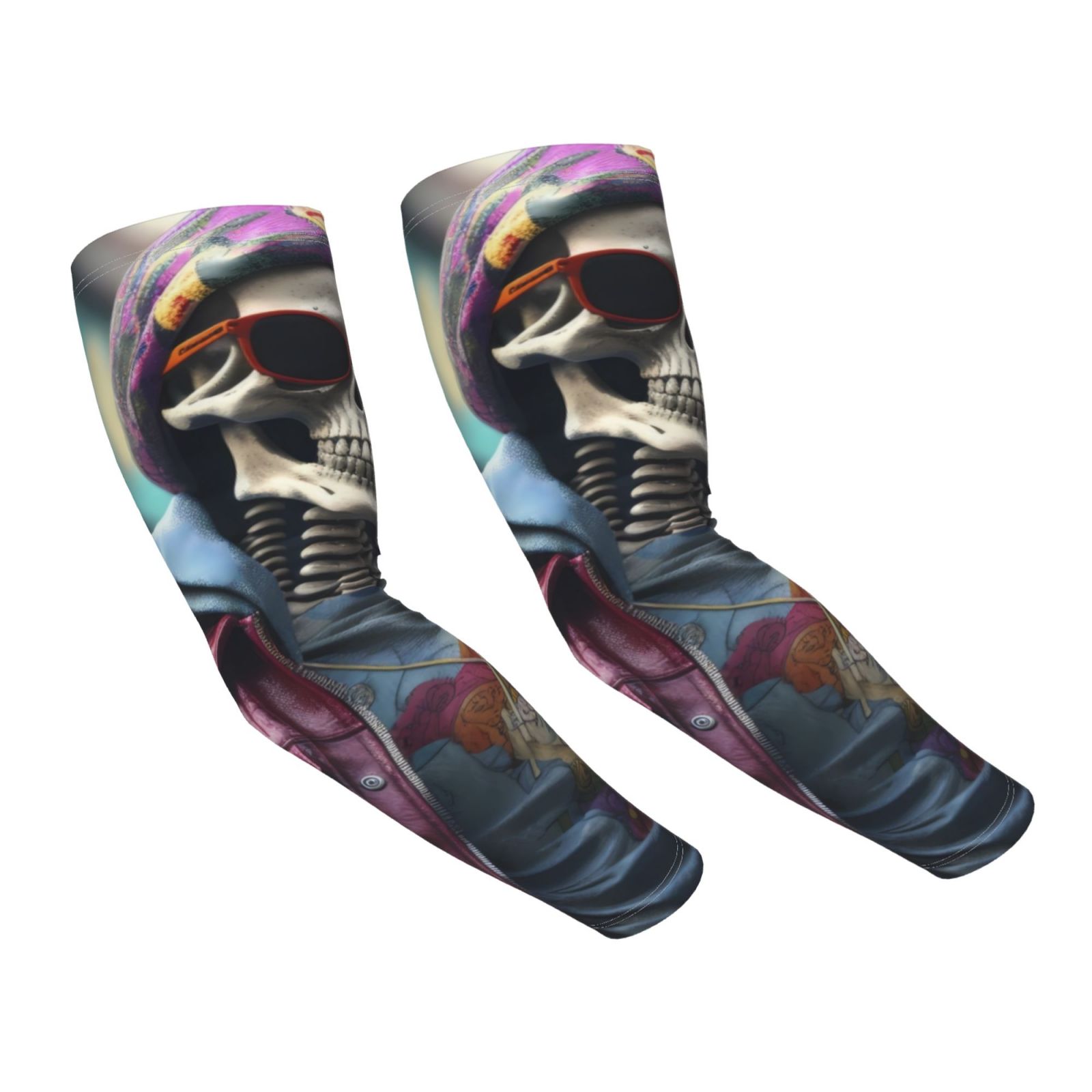 Fotbe Skeleton Cool Street Fashion UV Sun Protection Arm Sleeves ...