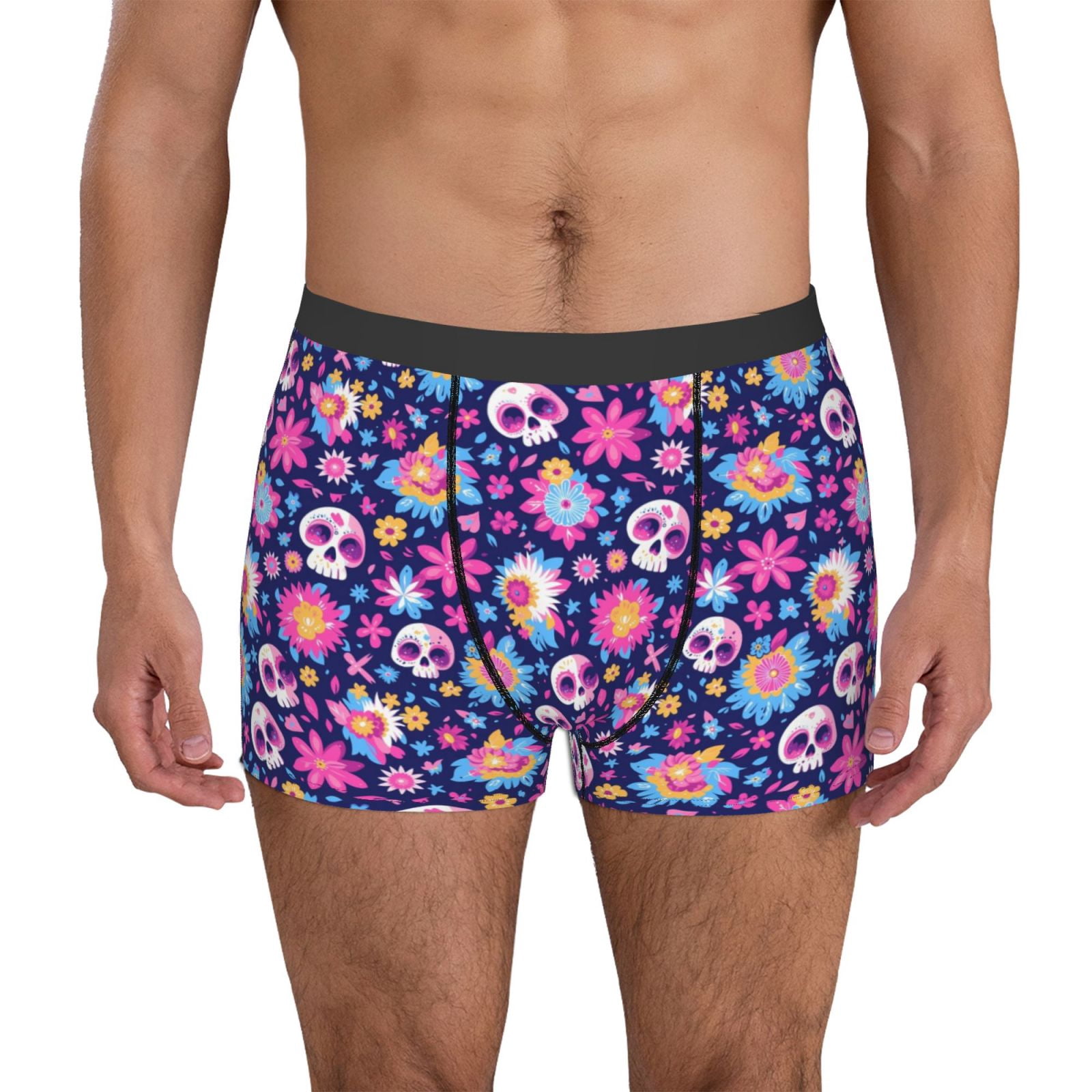 Fotbe Skull Blue Flower Men’s Total Support Pouch Boxer Briefs, X-Temp ...