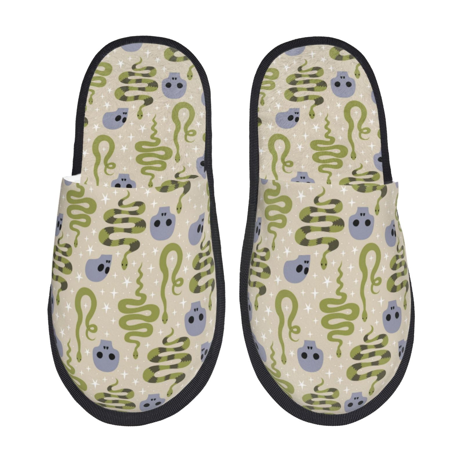 Fotbe Skull Snake Pattern Women's Fuzzy Slippers Plush Slippers Fluffy ...